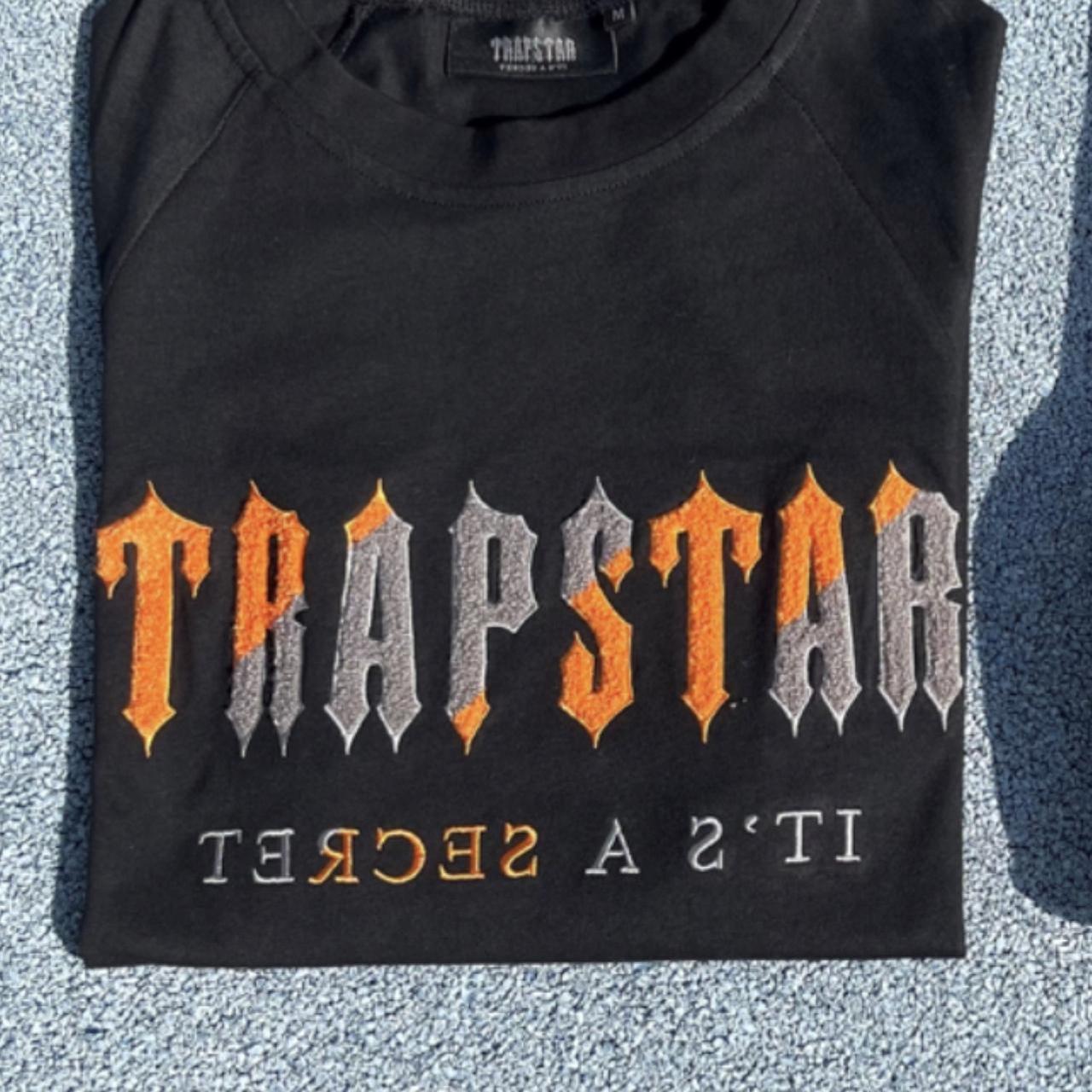 Trapstar orange and black chenille t shirt. Size... - Depop