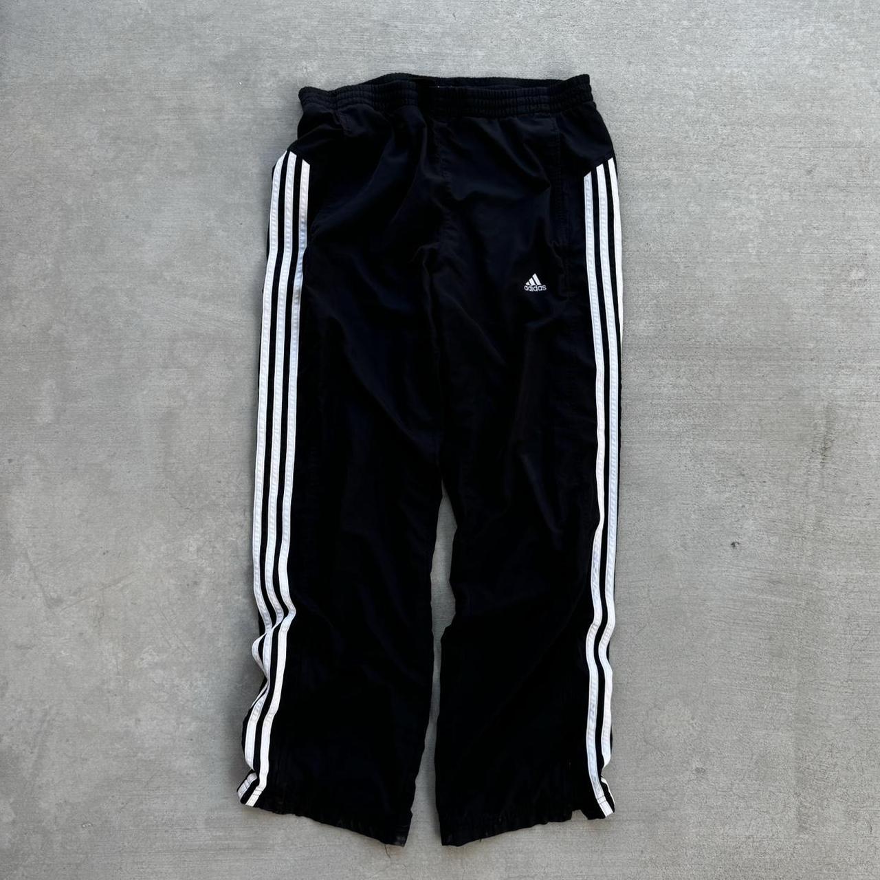 Grunge Y2K emo Adidas Black Baggy Sweatpants Size... - Depop