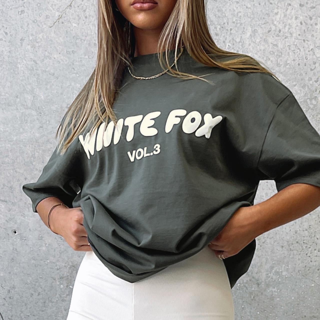 White Fox Offstage Oversized Tee Shadow Barely worn... - Depop