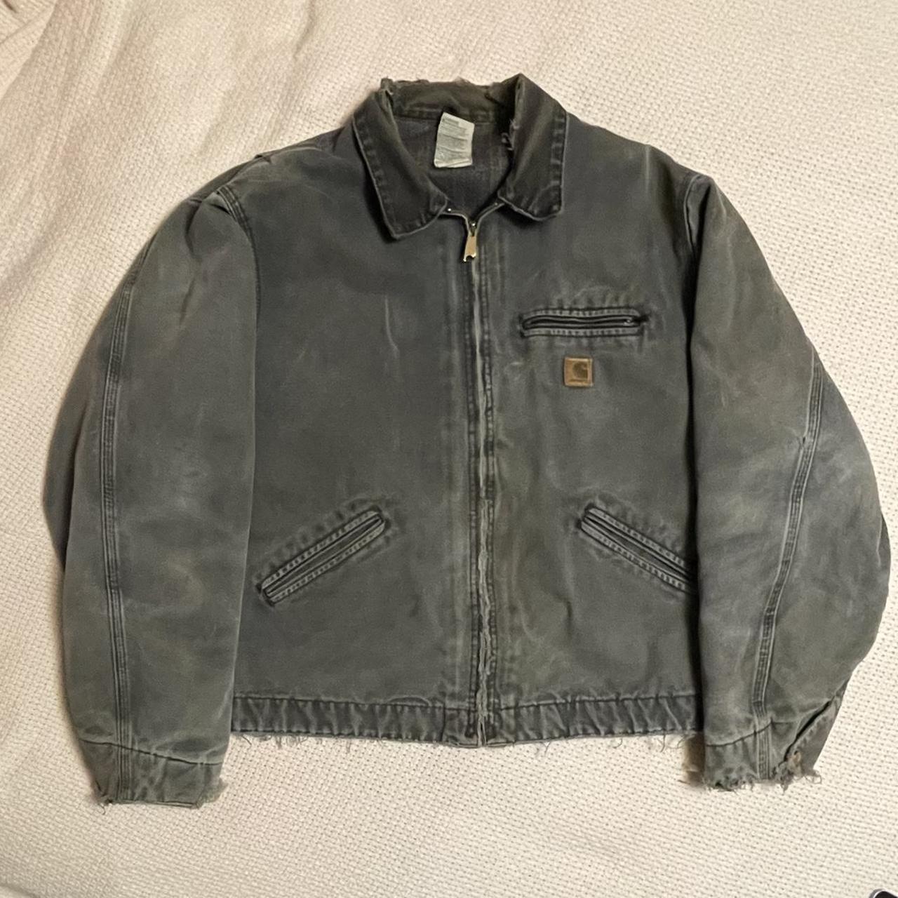 Vintage Carhartt Detroit jacket | Light grey -Fits... - Depop