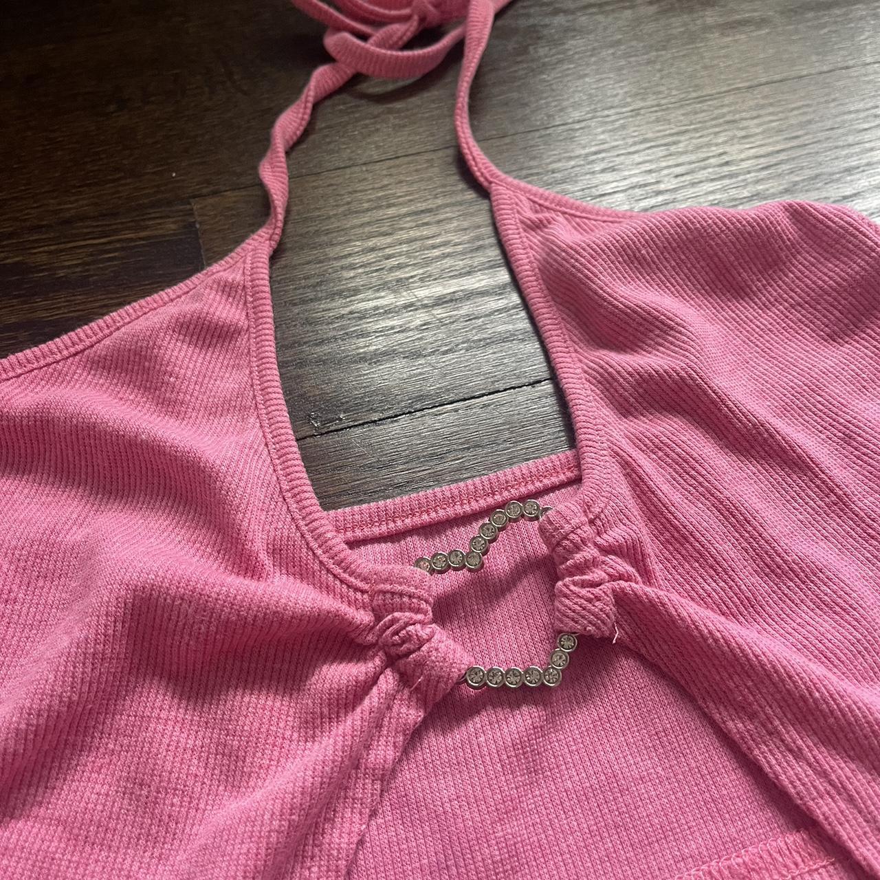 pink heart top #pink #valentines #haltertop - Depop