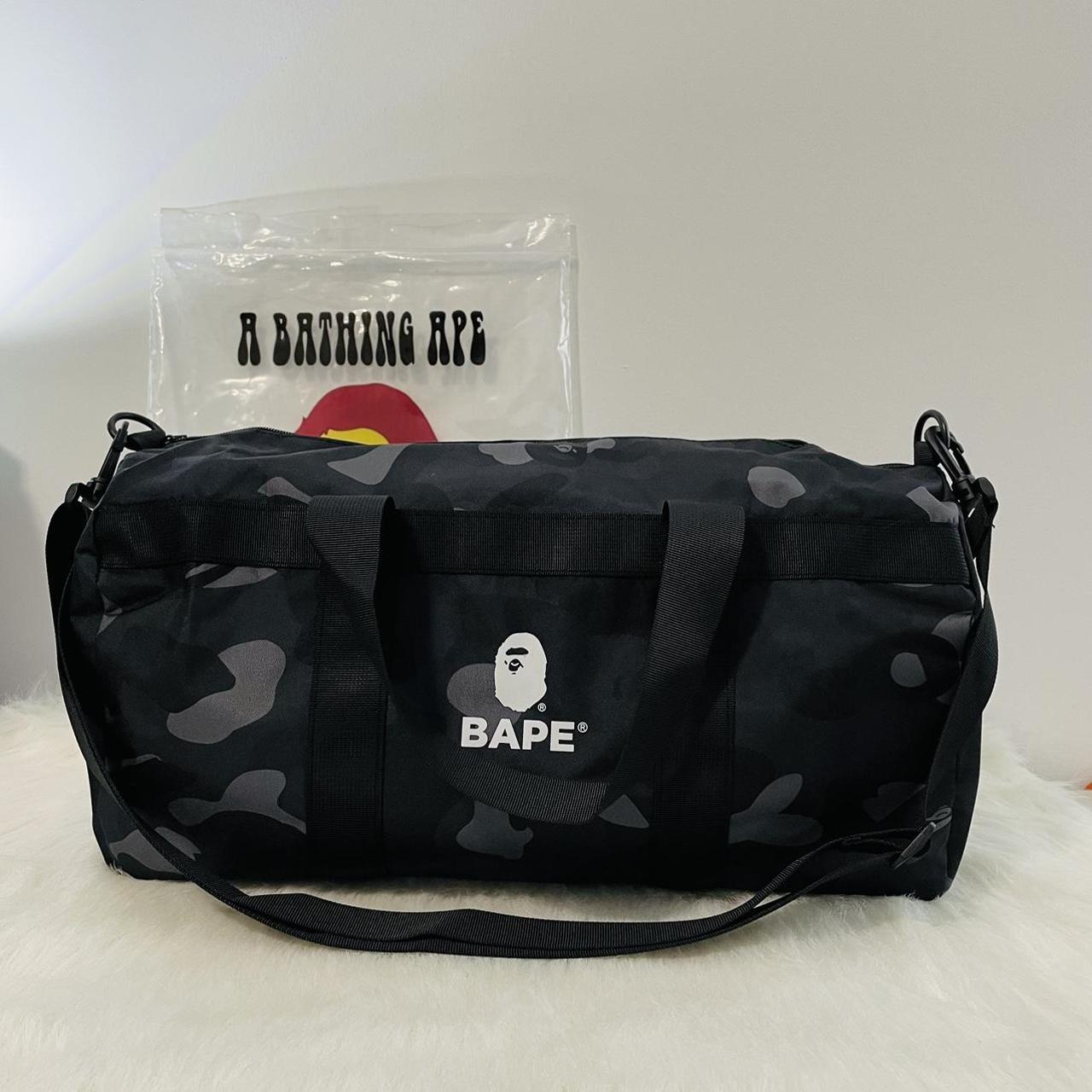 BAPE Men's Black and Grey Bag | Depop