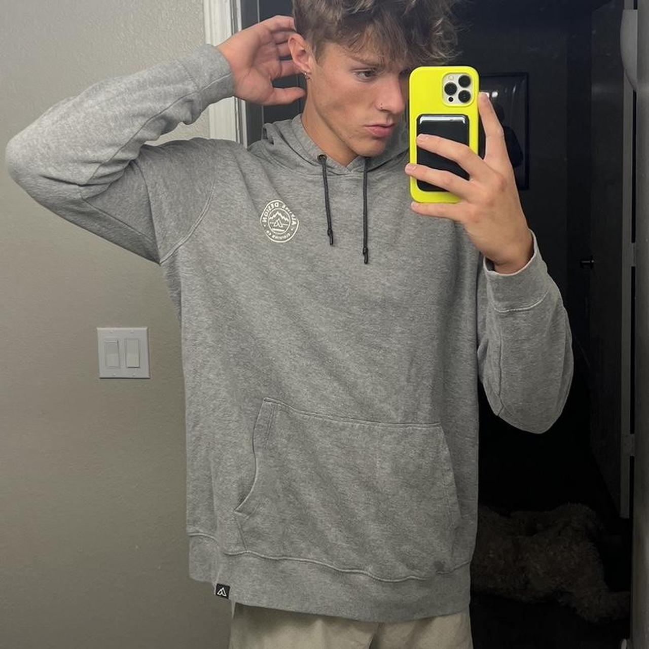 Alpine Design Men's Grey and White Hoodie | Depop