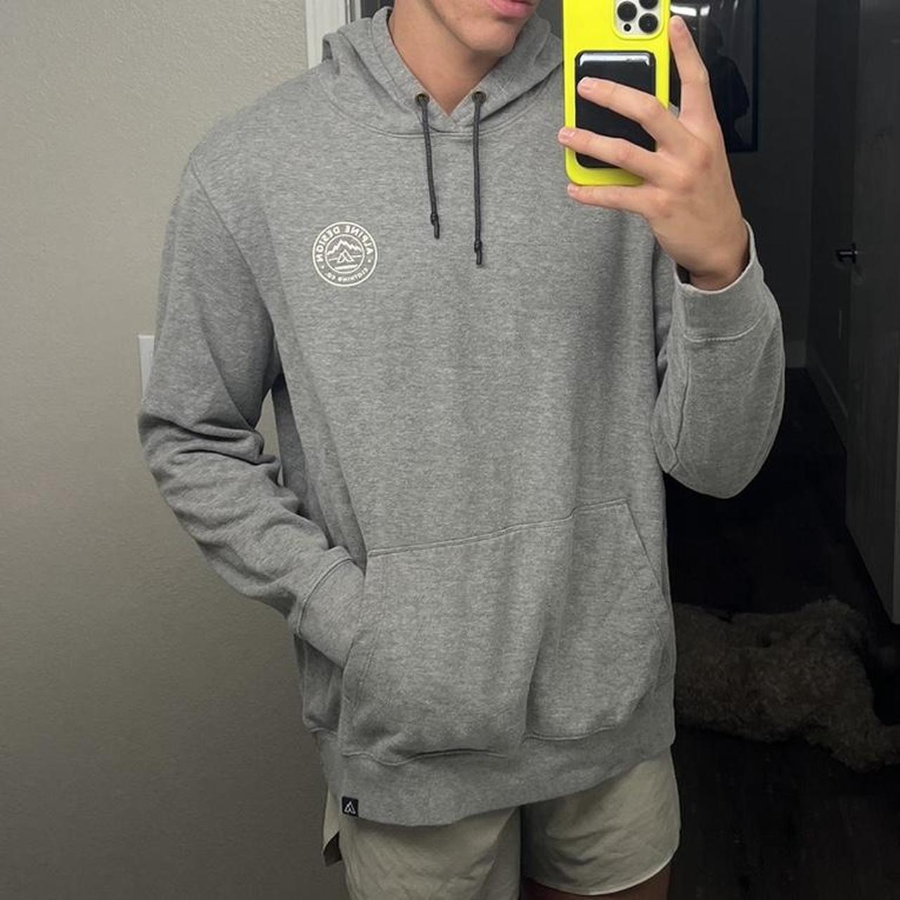 Alpine Design Men's Grey and White Hoodie | Depop