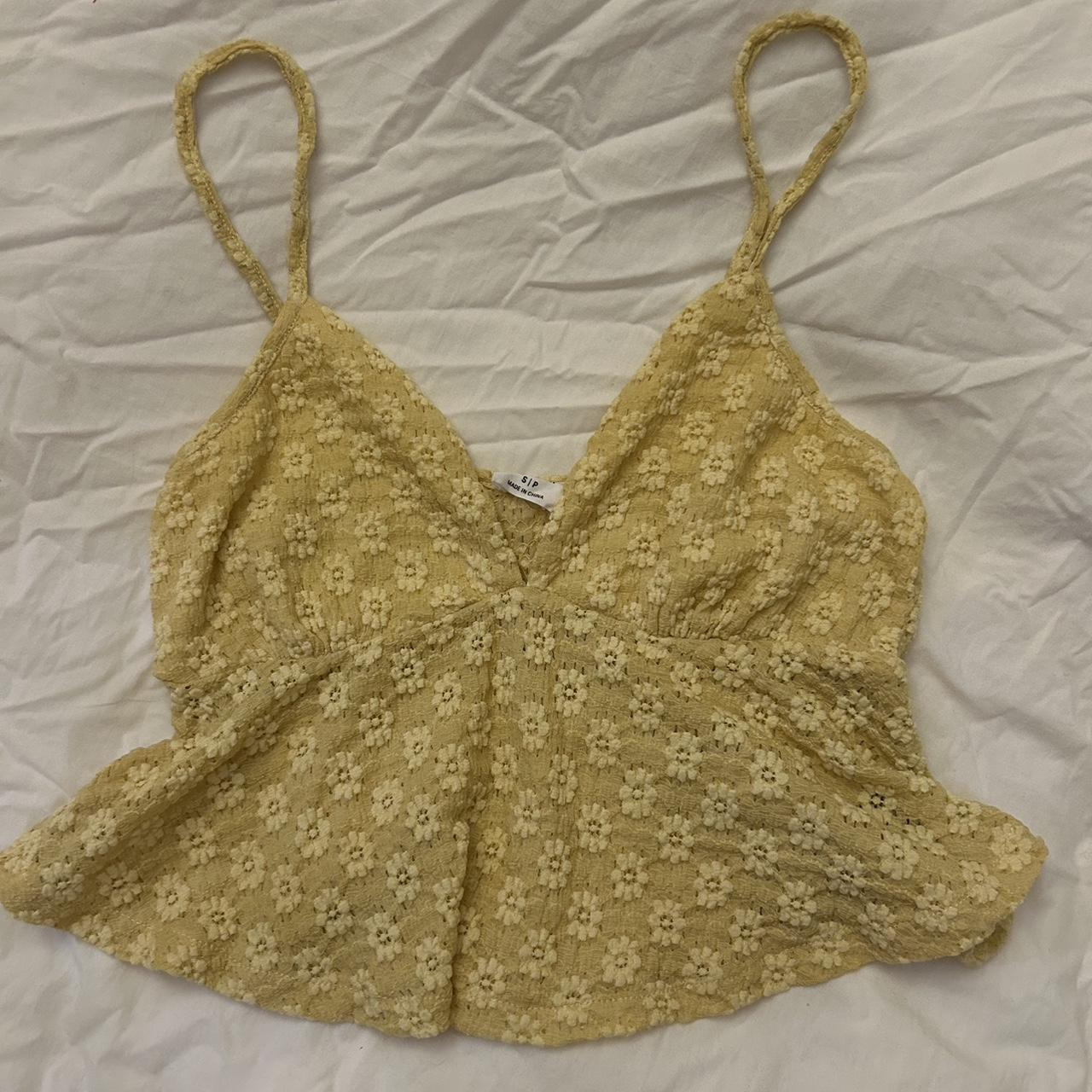 yellow flower top from cotton on only worn a few times - Depop