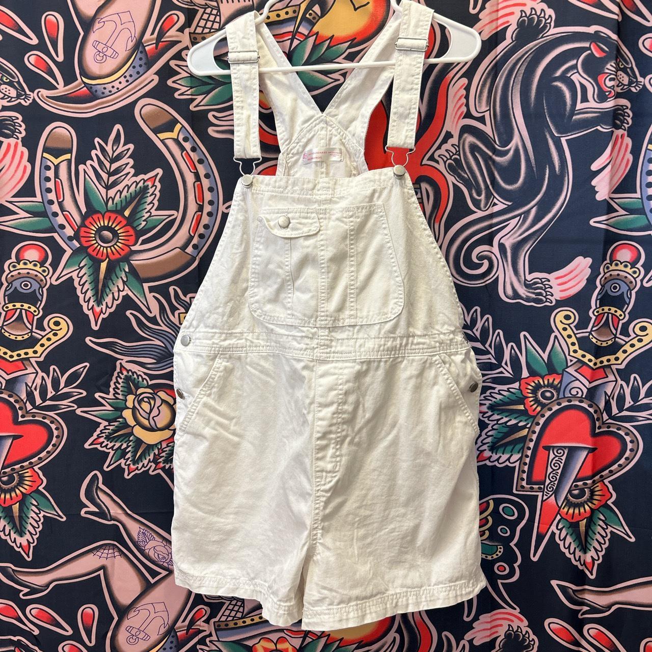 Woman’s white overalls/ size XXL/ can fit LG as cute... - Depop
