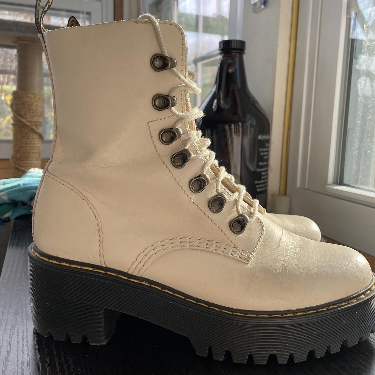 Vintage Doc Martens LEONA platform heeled boot with... - Depop