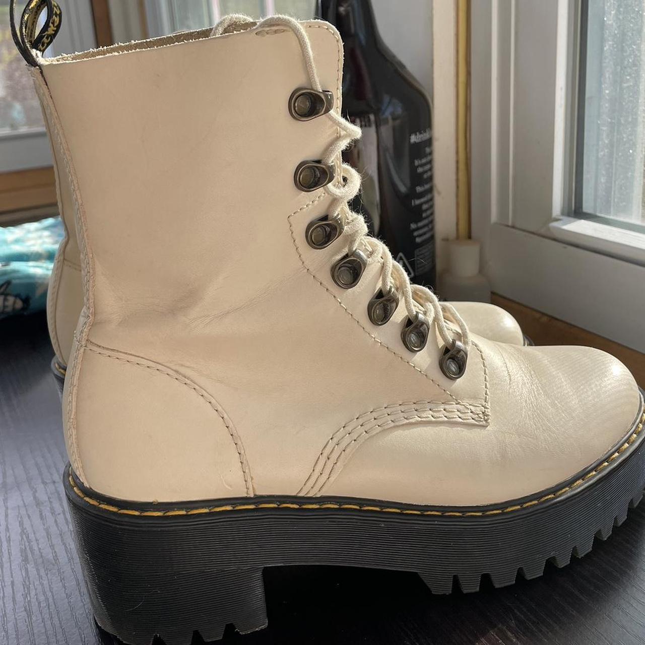 Vintage Doc Martens LEONA platform heeled boot with... - Depop
