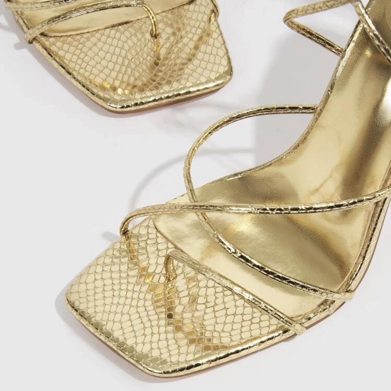 SHEIN gold heels strappy size 39 / size 6 - Depop