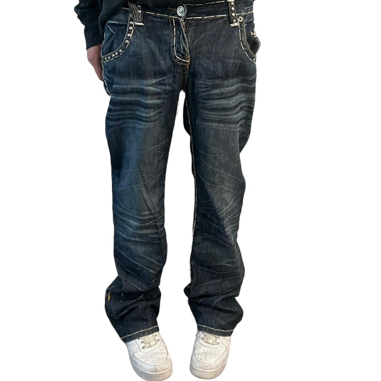 Coogi Men's White and Black Jeans | Depop