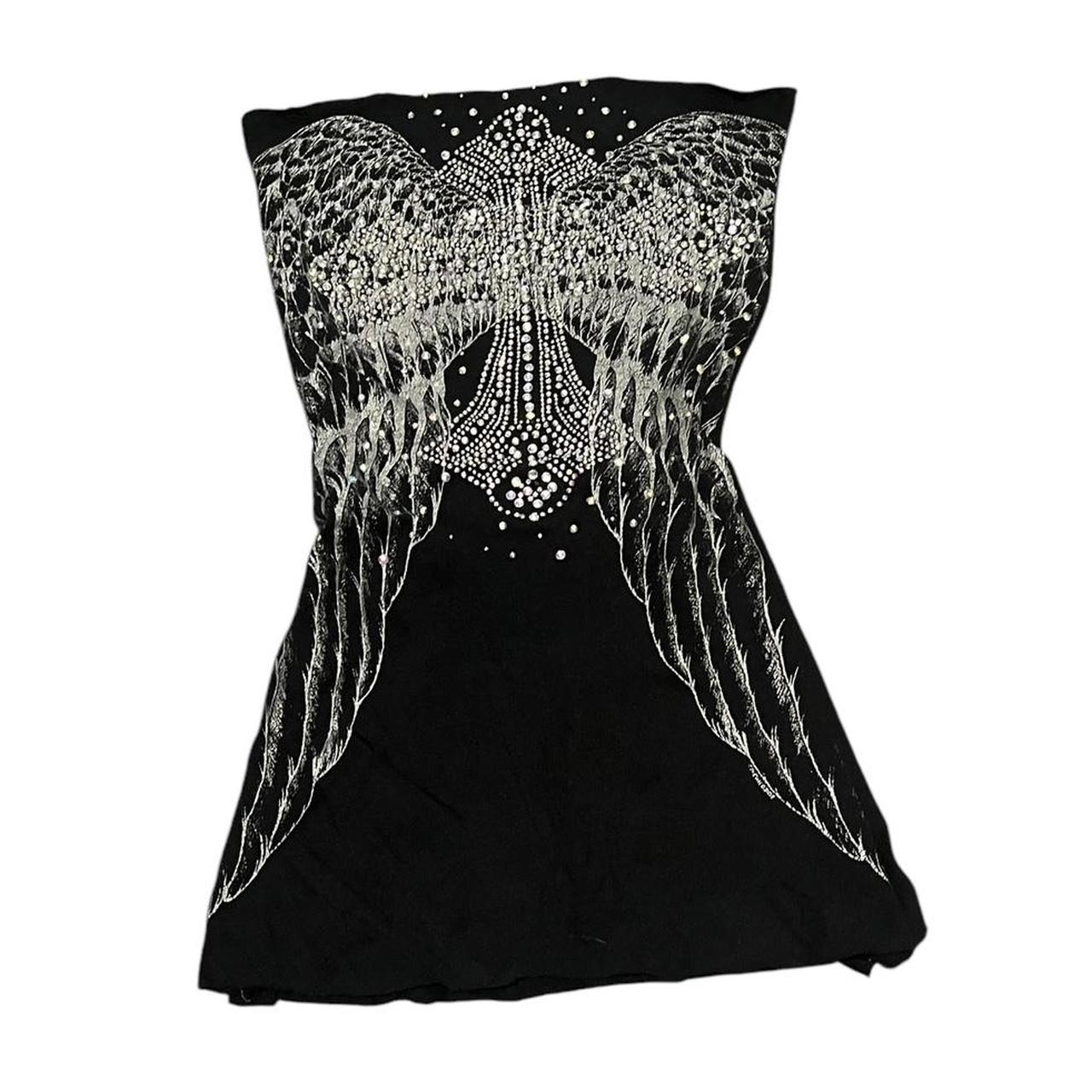 Black and silver rhinestone tube top #gothfashion XS. - Depop