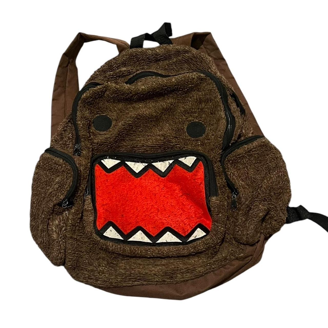 Brown and red Domo backpack #kidcore Has flaws check... | Depop