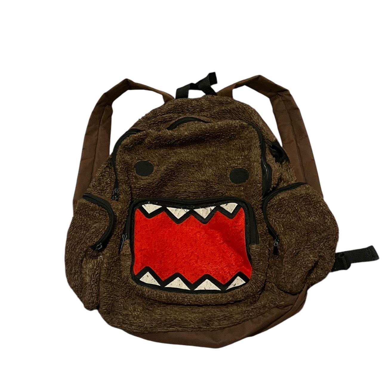 Brown and red Domo backpack #kidcore Has flaws check... | Depop