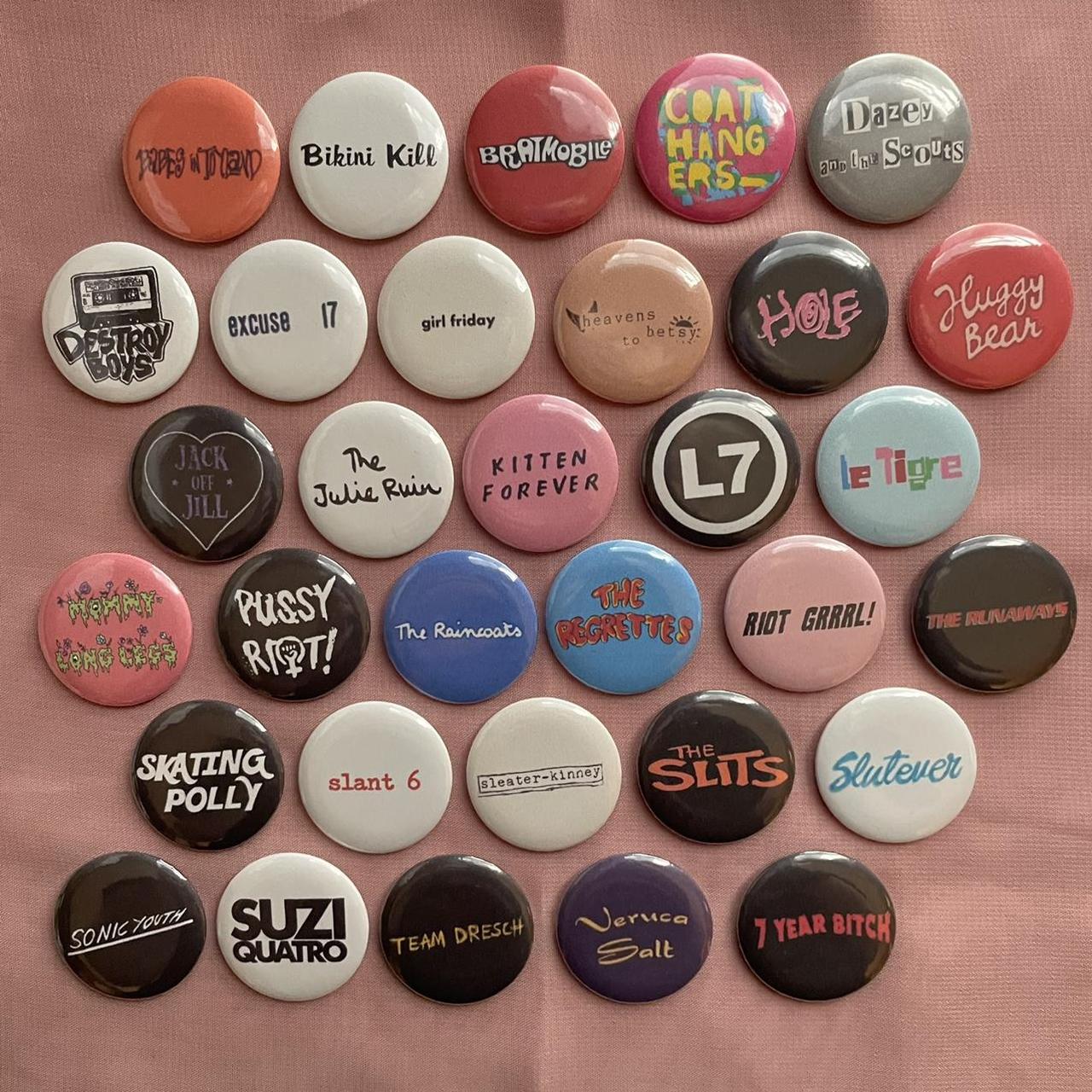 Riot Grrrl Band Button Set Female Fronted Depop