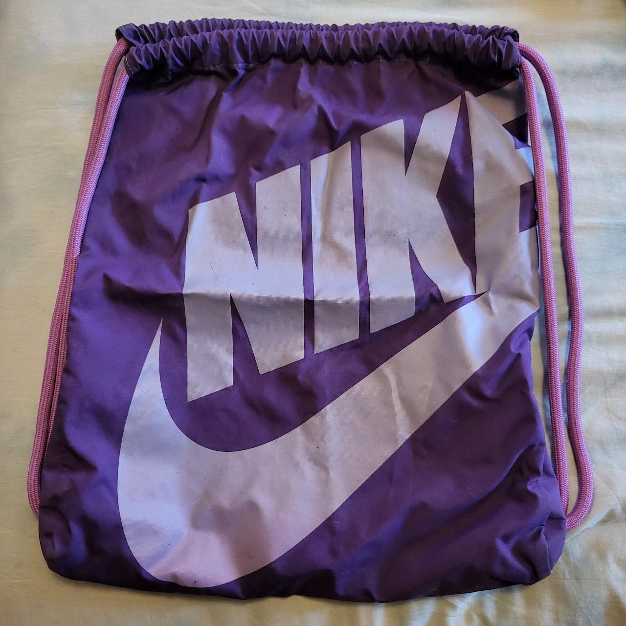 Purple Nike Drawstring Bag 🌊Condition: Good 🍄Message... - Depop