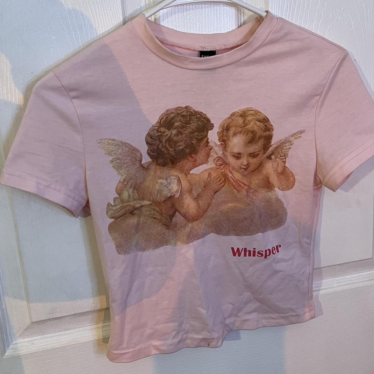 pink angel crop top size x small only worn once - Depop