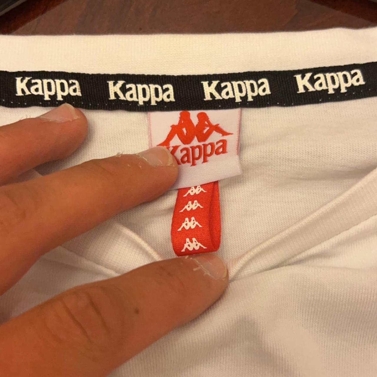 white Kappa long sleeve tee size M perfect condition - Depop