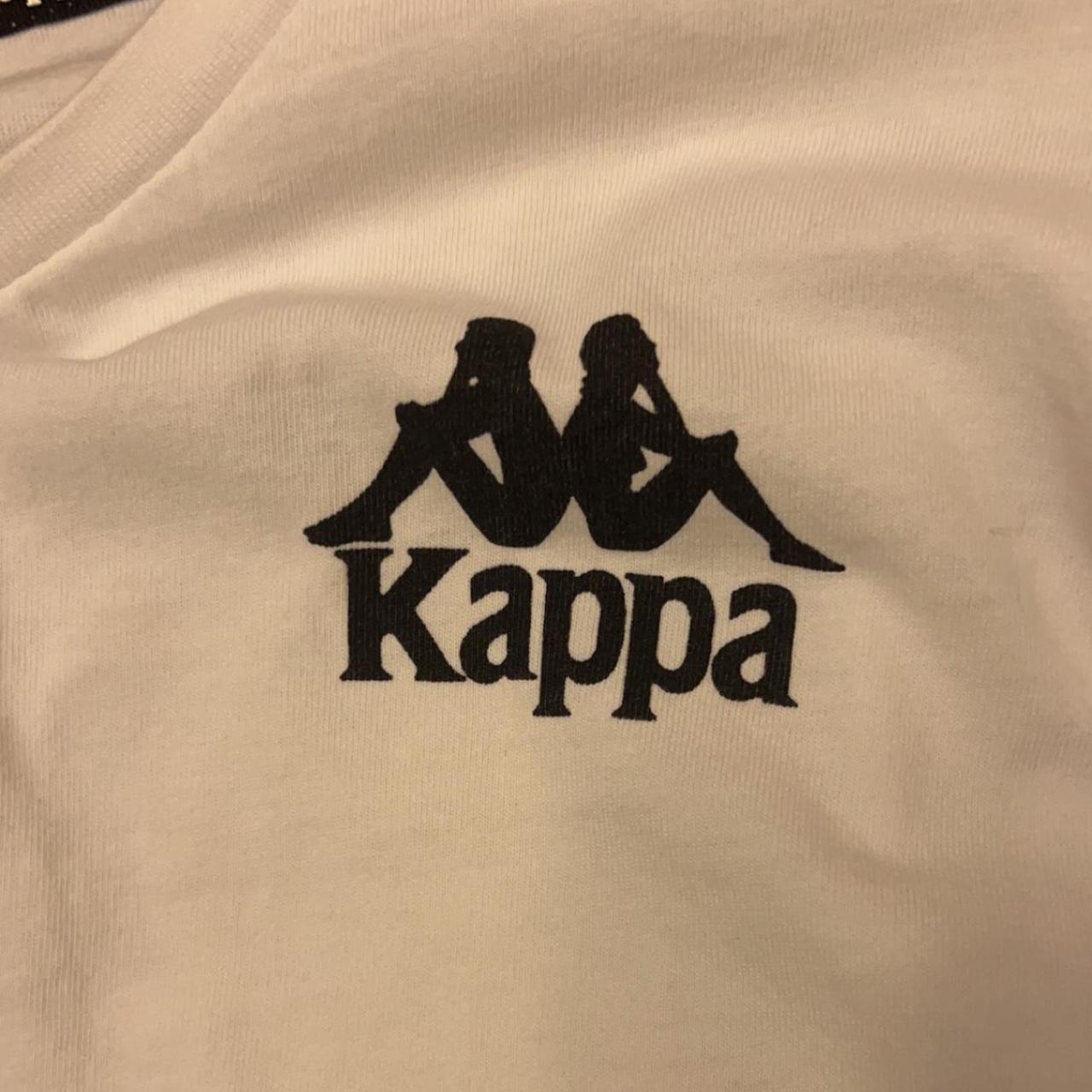 white Kappa long sleeve tee size M perfect condition - Depop