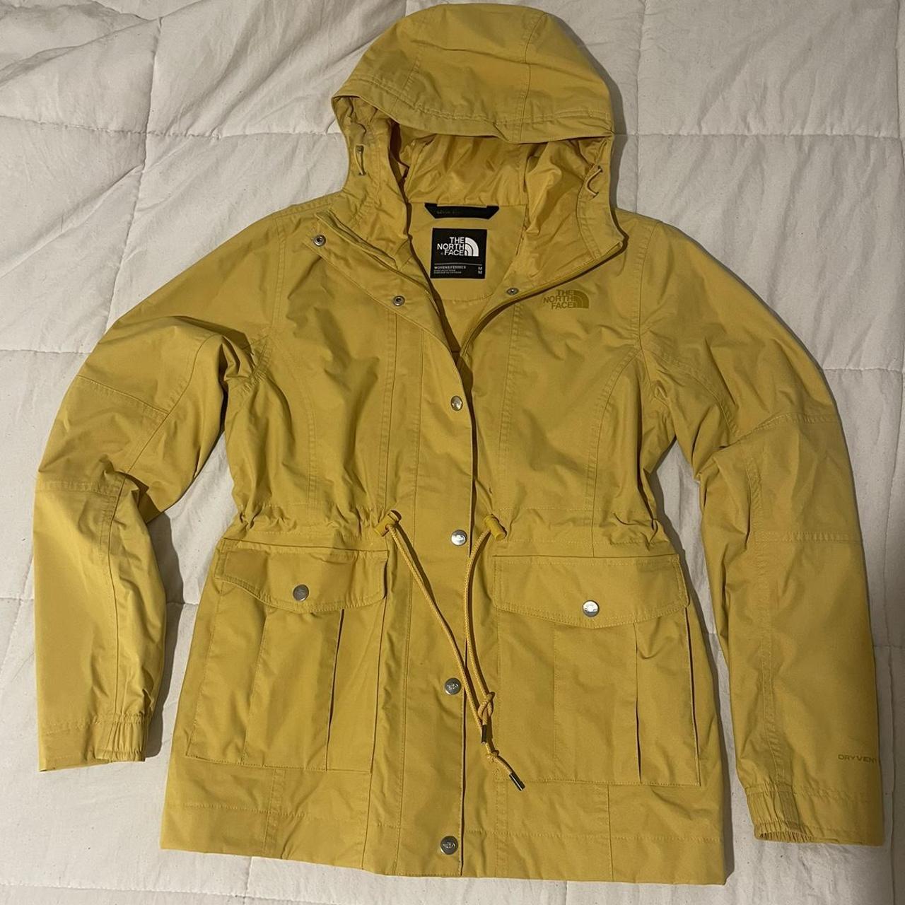 the north face yellow rain jacket perfect... - Depop