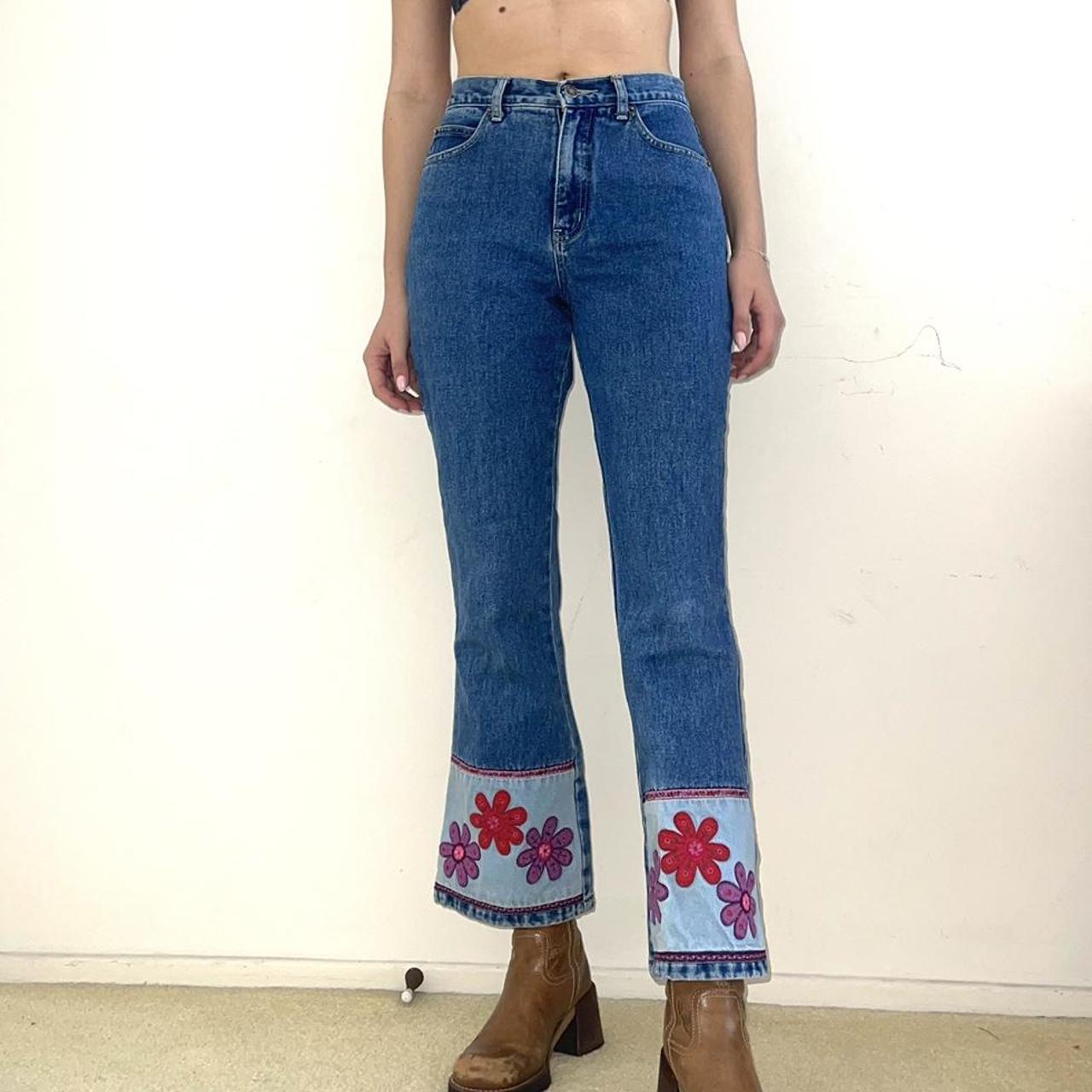 Limited Too Women's Blue and Pink Jeans | Depop