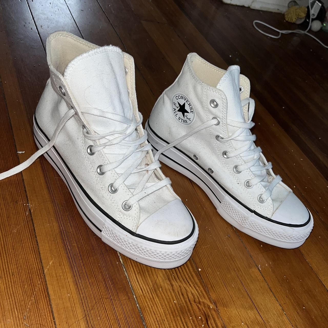 white platform converse :) used once, women’s size 8... - Depop