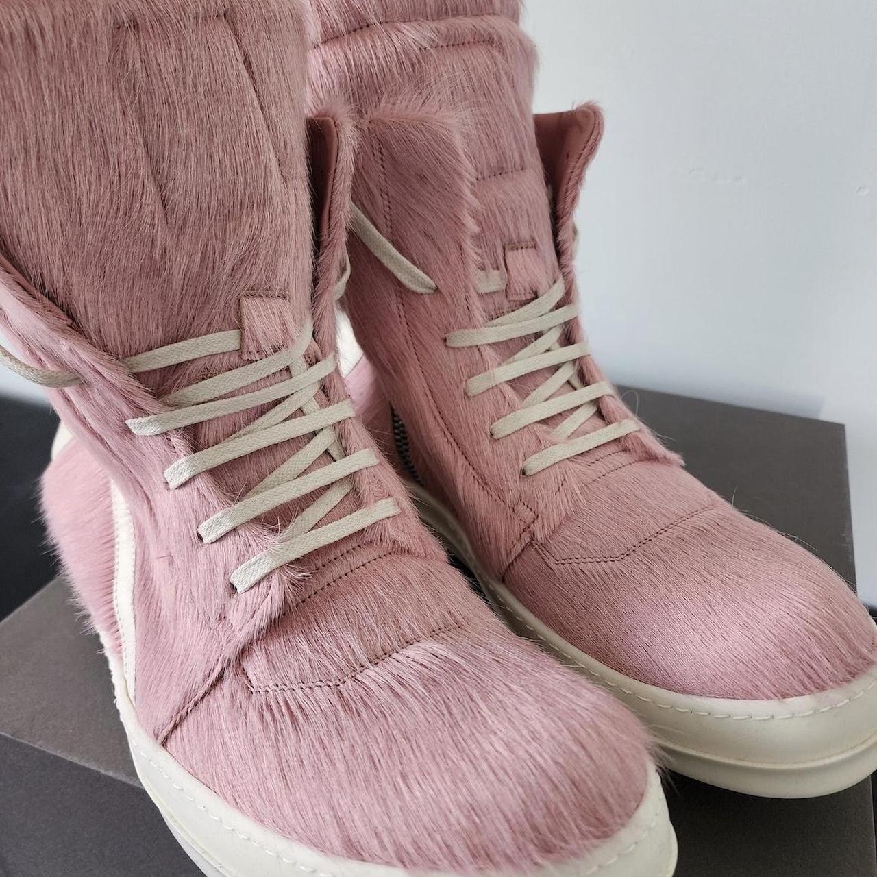 Pink ponyhair Rick owens Geobaskets -trying to... - Depop