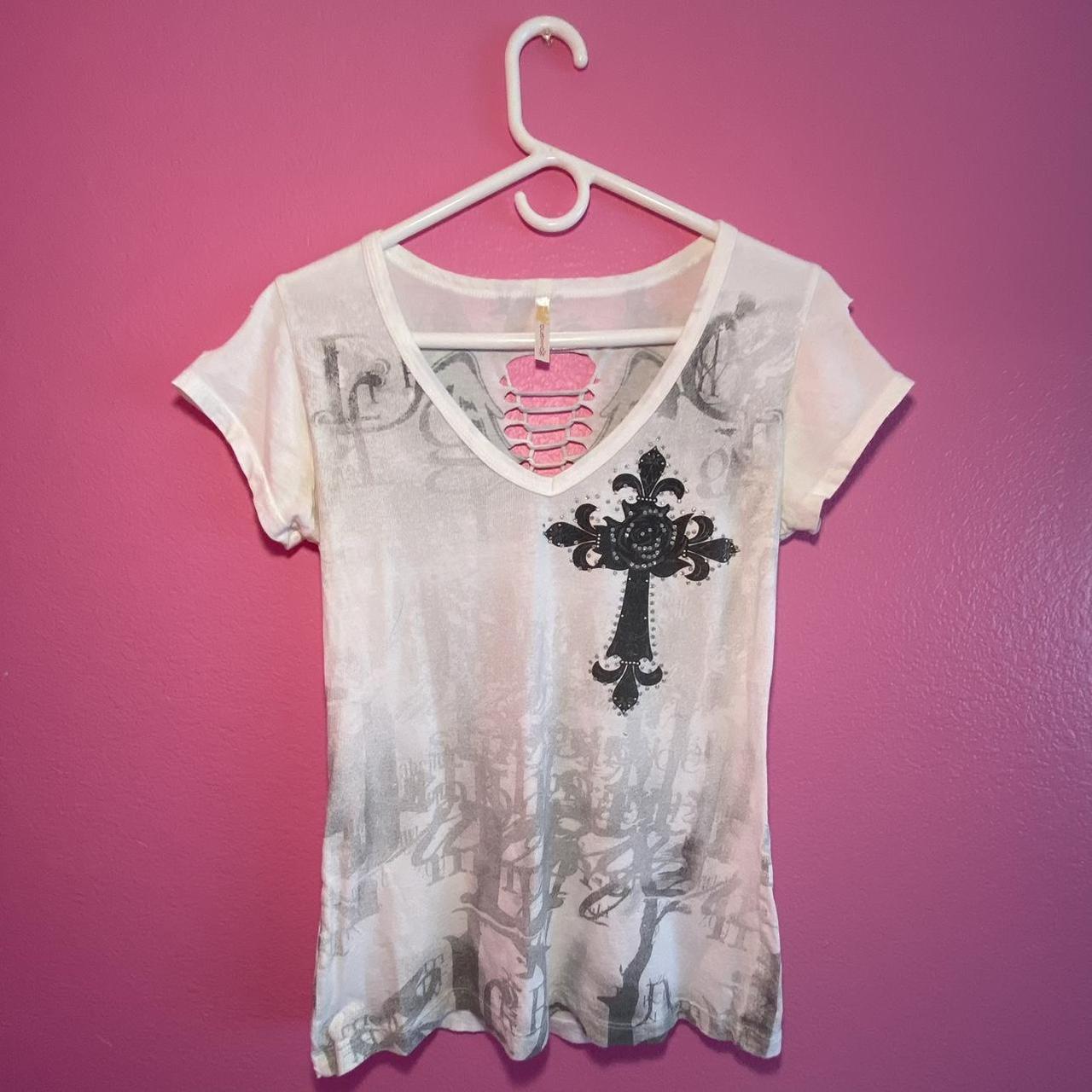 tattered cross & angel ocasion tee hmu with offers... - Depop