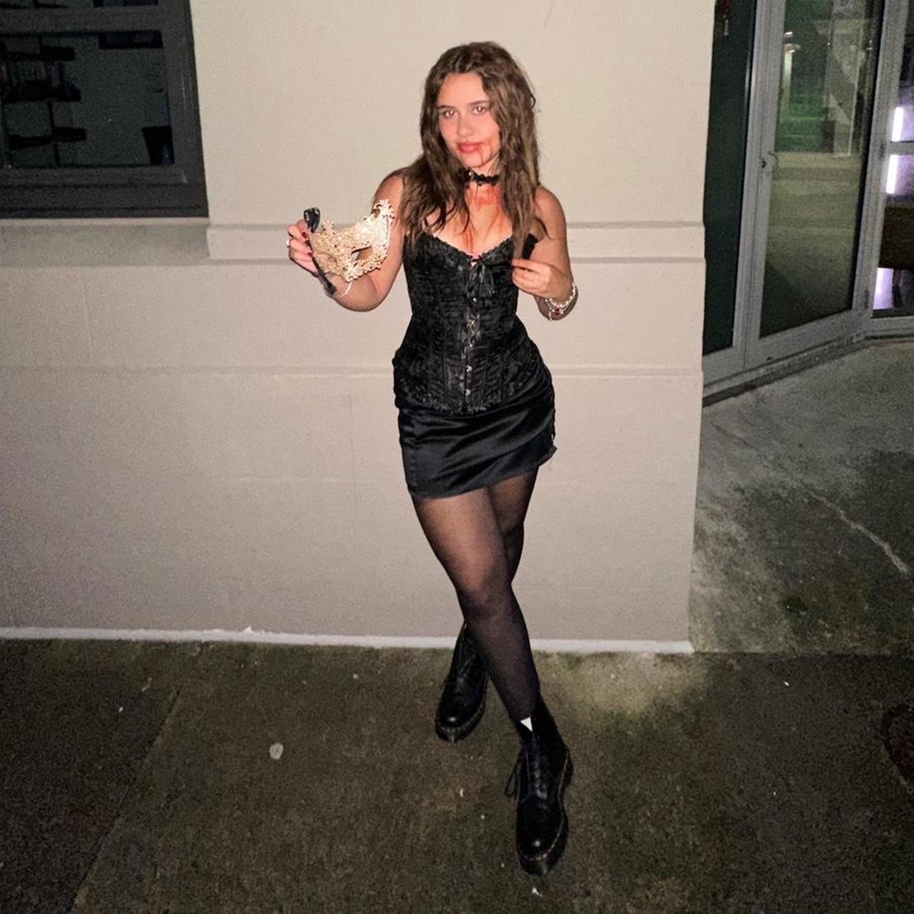 Black corset, used once :) adjustable strings at the... | Depop