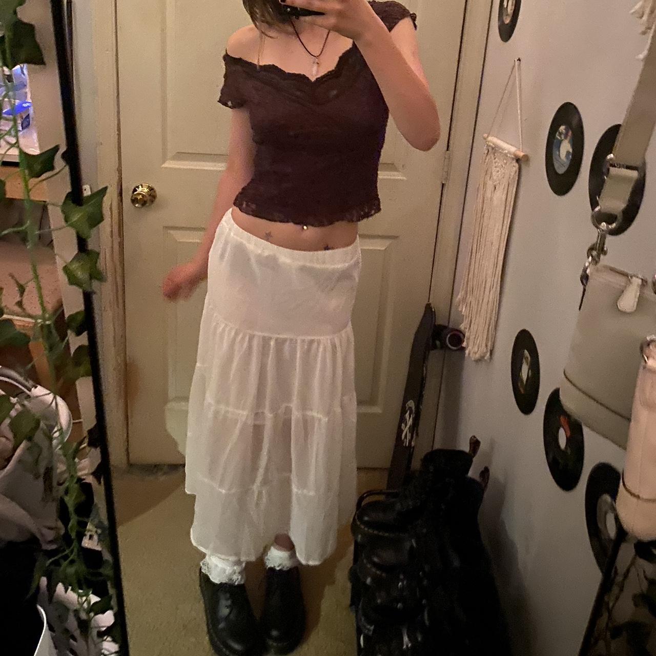 Long white ruffle skirt See through but still so... - Depop