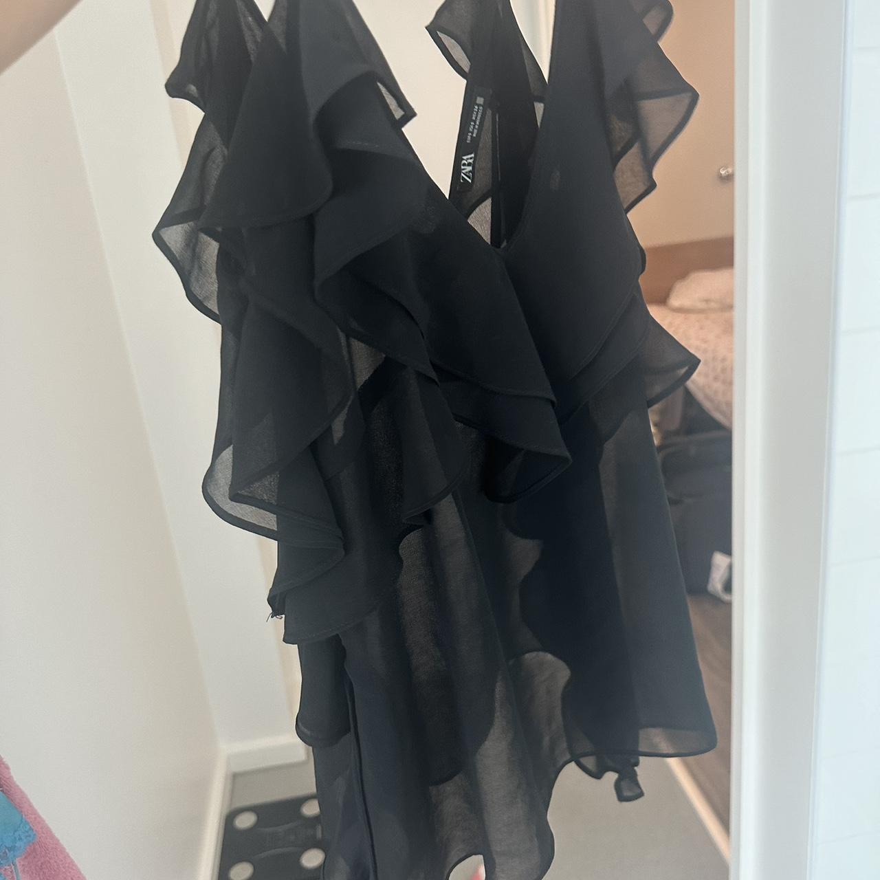 beautiful Zara mesh ruffle top / blouse worn 1-2x... - Depop