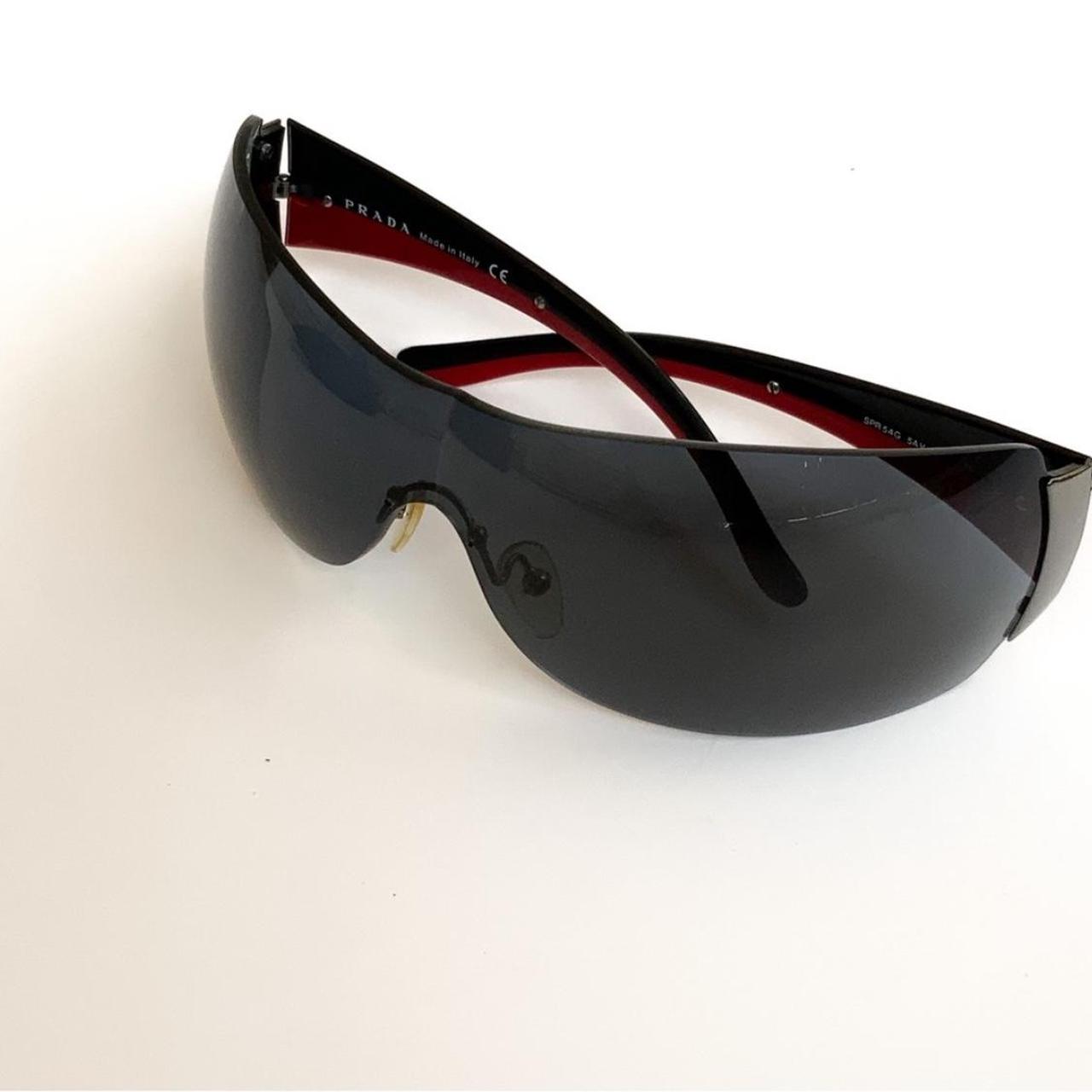PRADA Rimless Red/Black Gradient Shield Wrap... - Depop