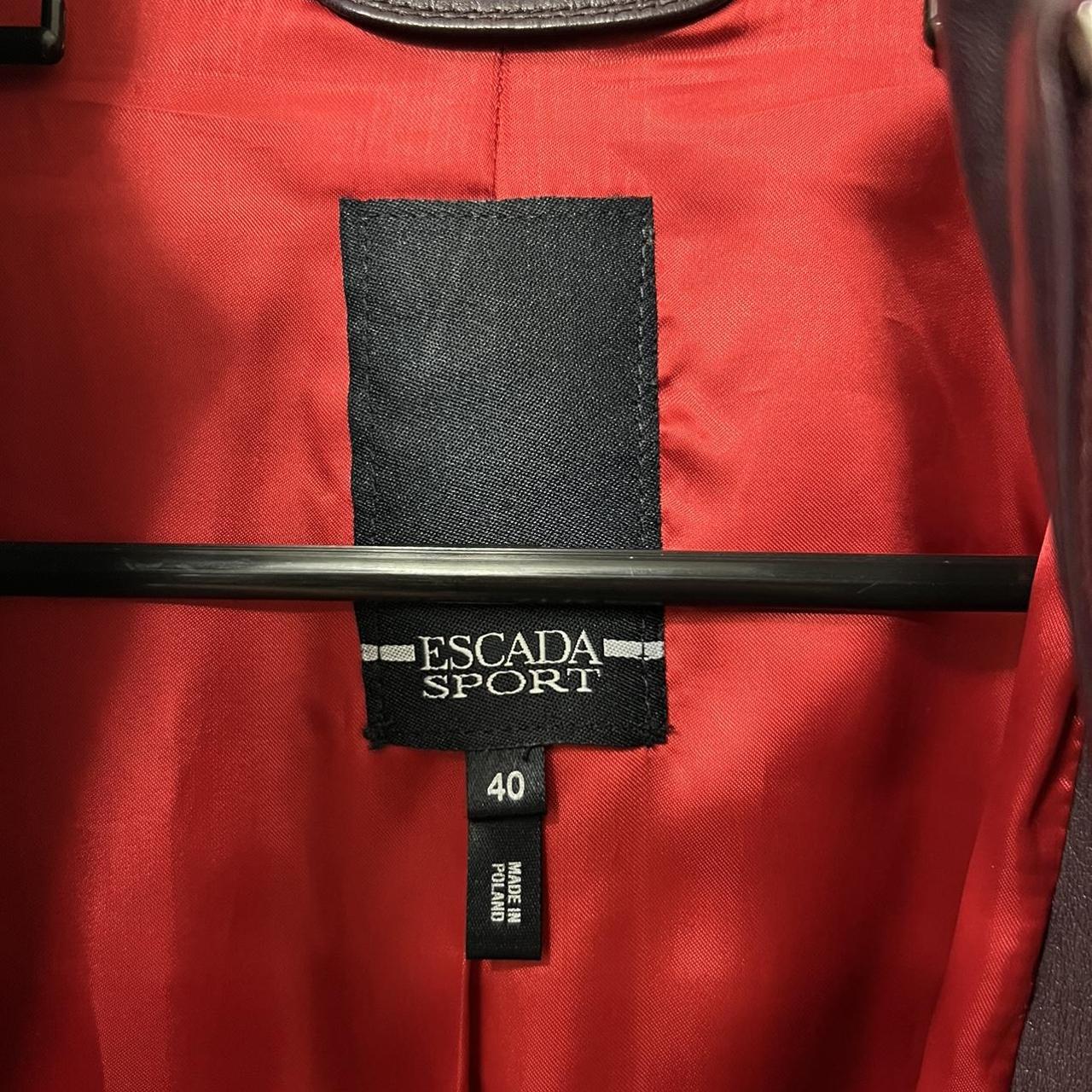 Rare Escada Sport Leather Jacket in Maroon, size 40... - Depop