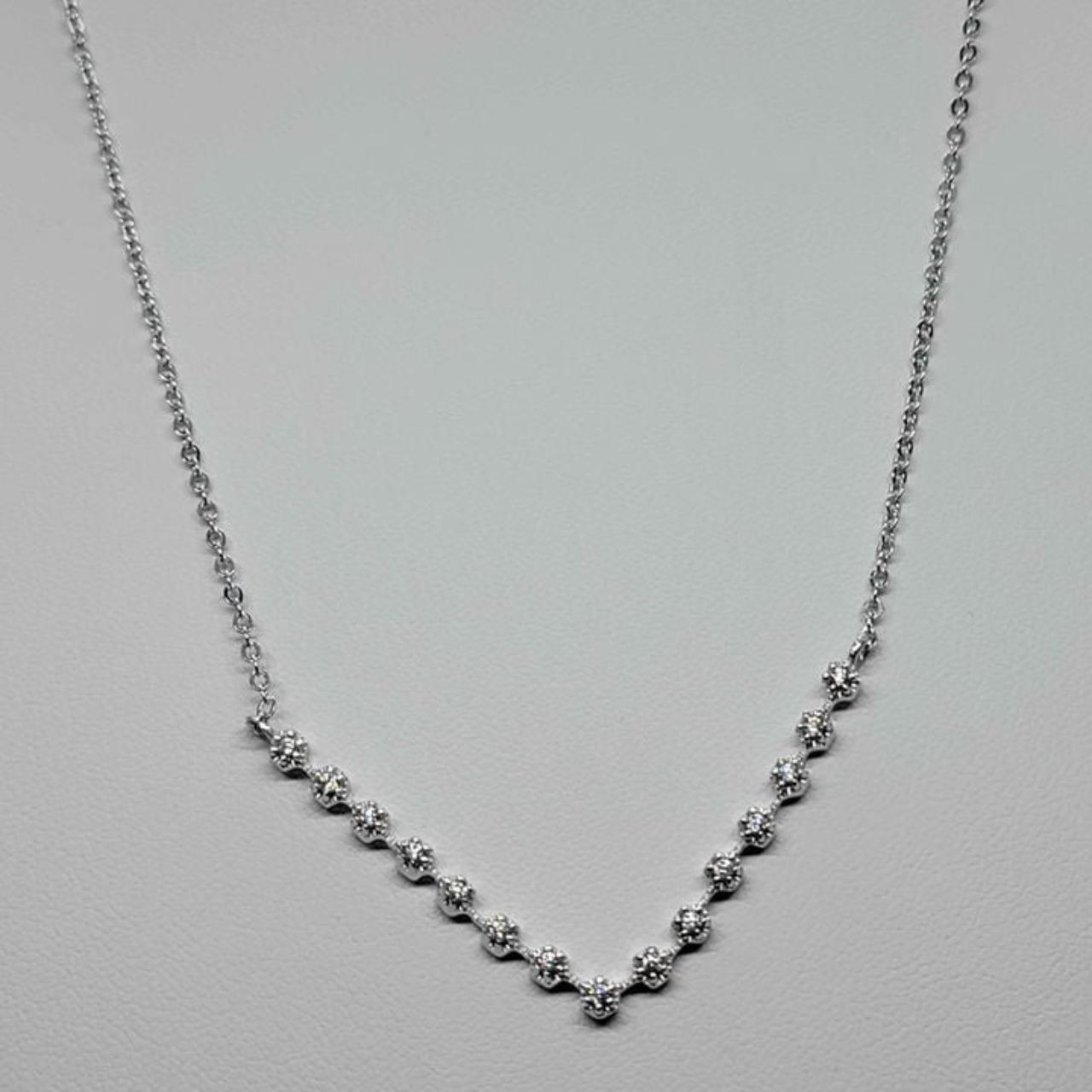 Sterling silver 925 Necklace with V shape design... - Depop