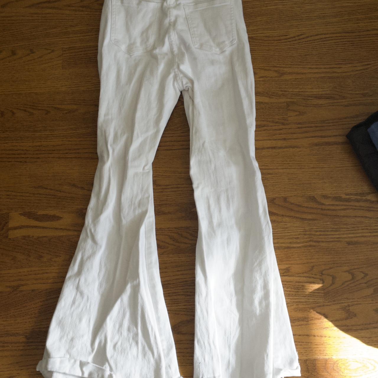 white flare jeans cute white flare jeans, no tag... - Depop