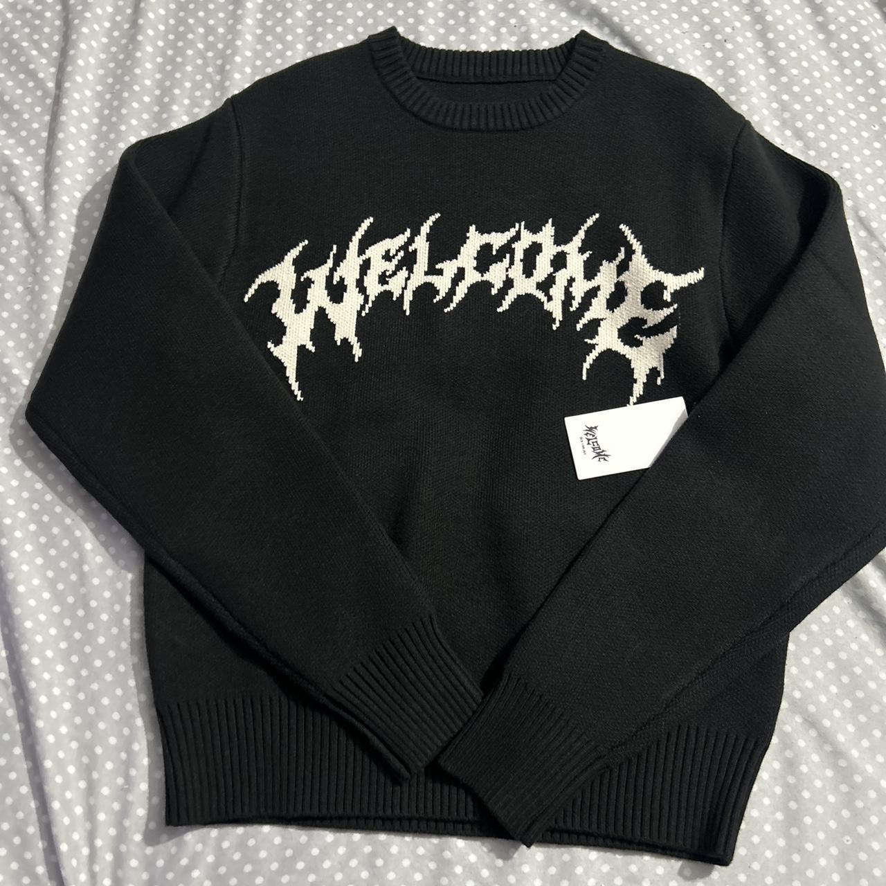 Black and white Welcome crewneck sweater... - Depop
