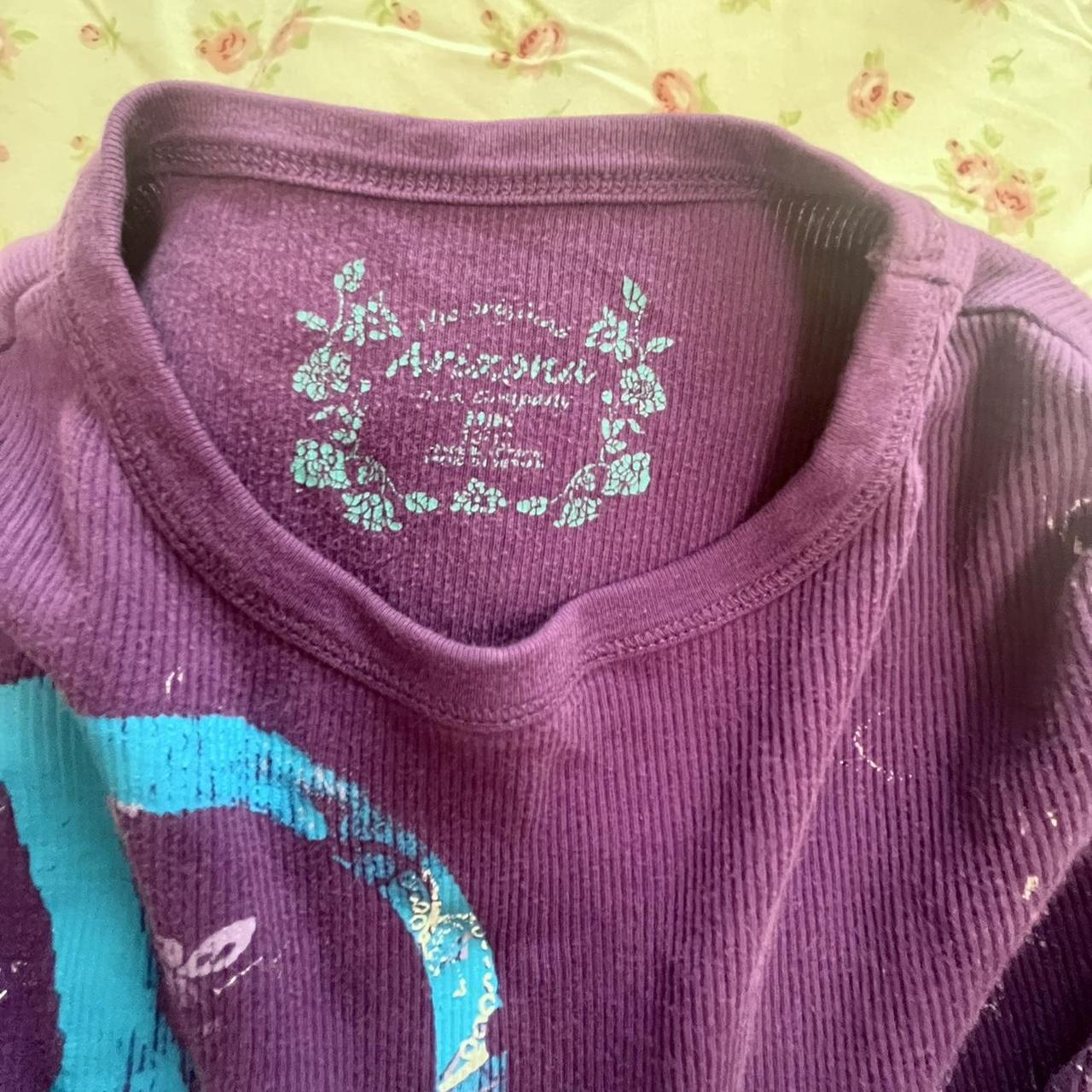 Affliction Women's Purple and Blue T-shirt | Depop