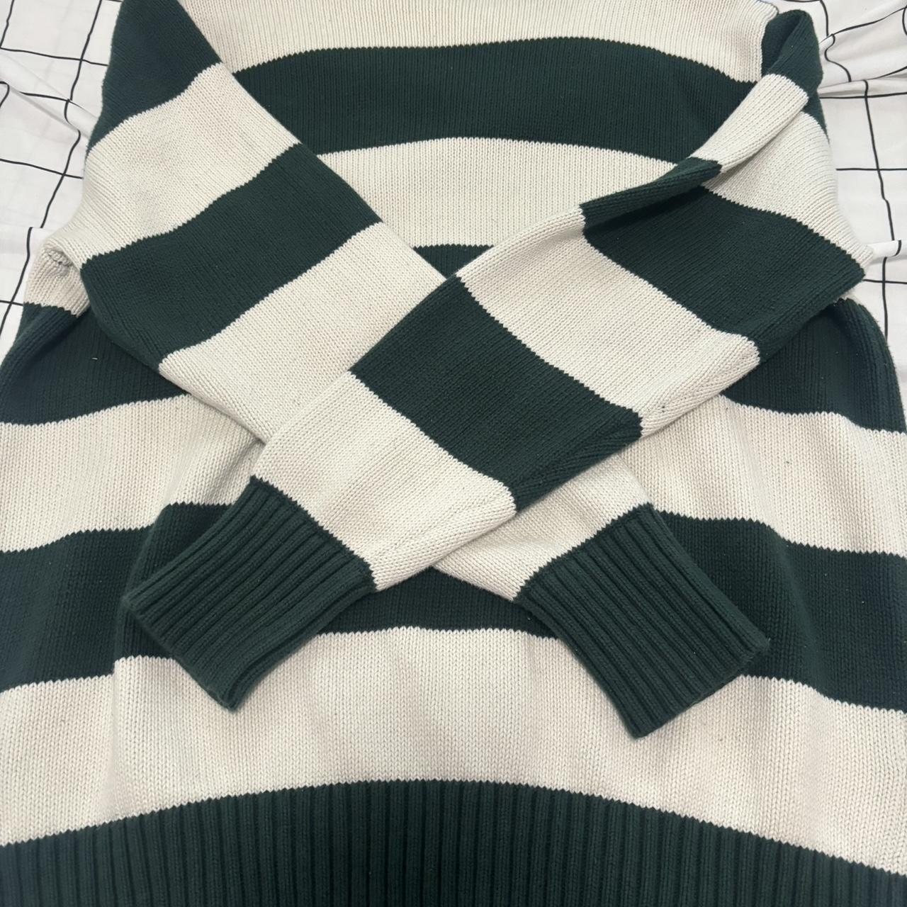 Brandy Melville green and white striped sweater No... - Depop