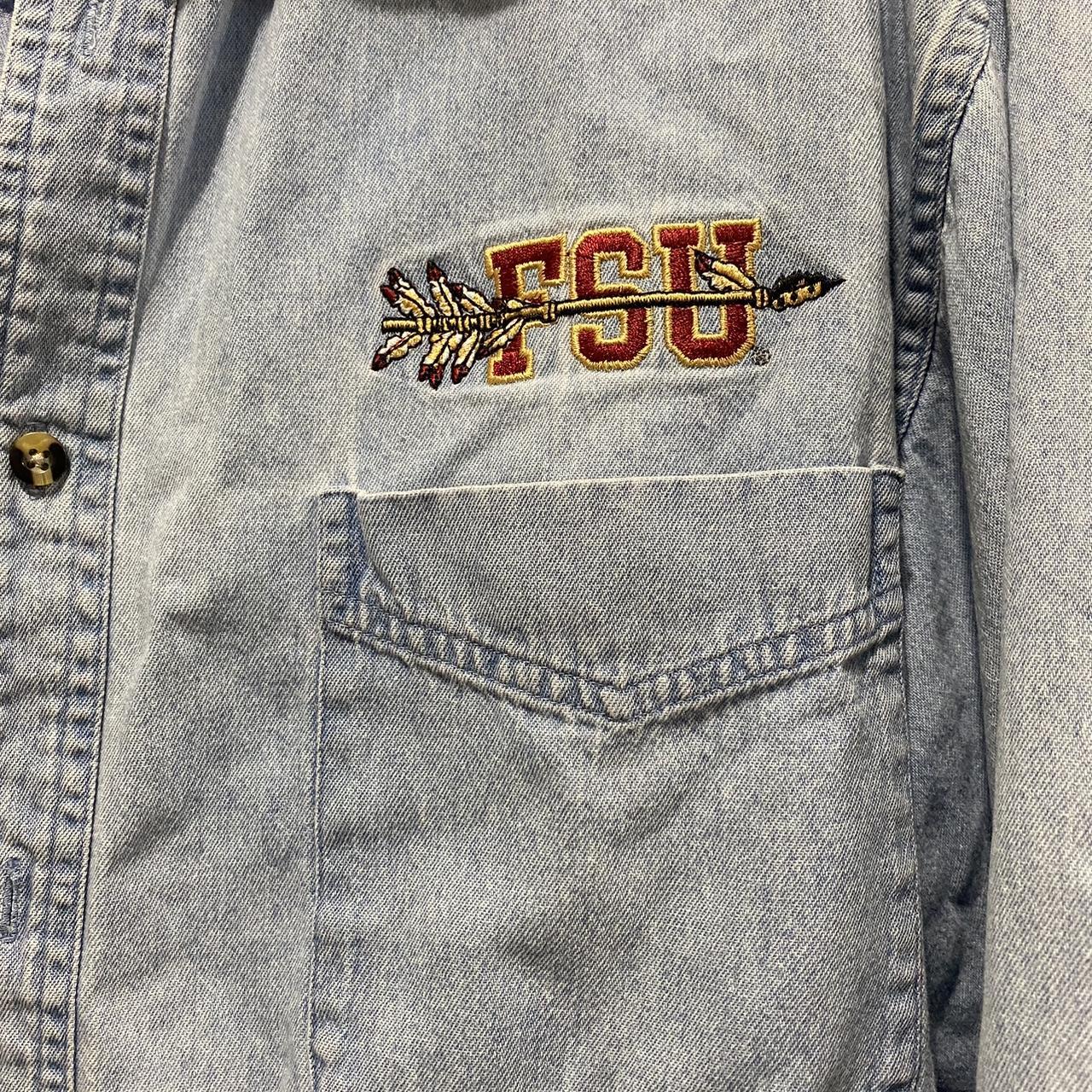 Florida State University FSU Denim Longsleeve Shirt... - Depop