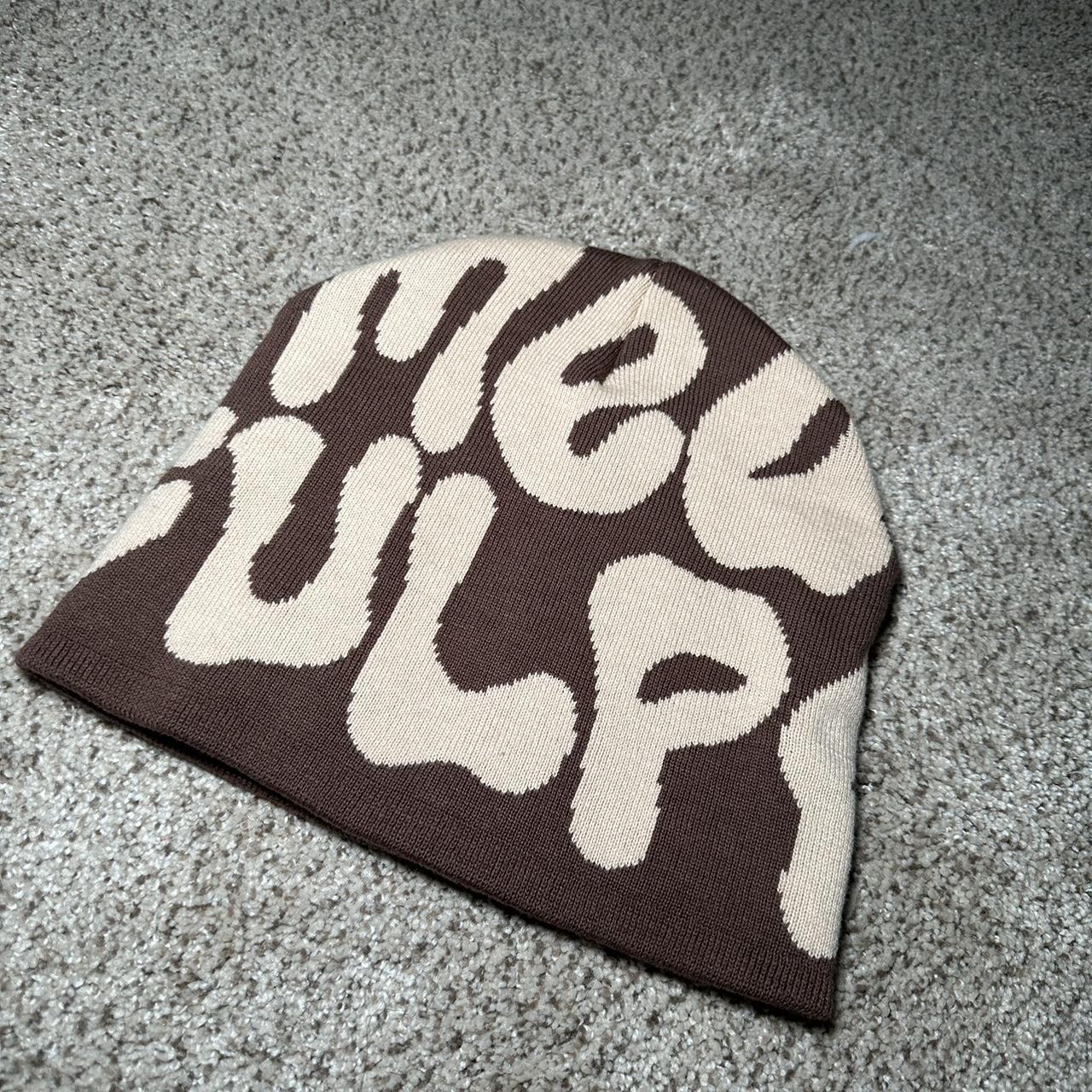 Brown Mea Culpa Beanie - worn once, can ship next... - Depop