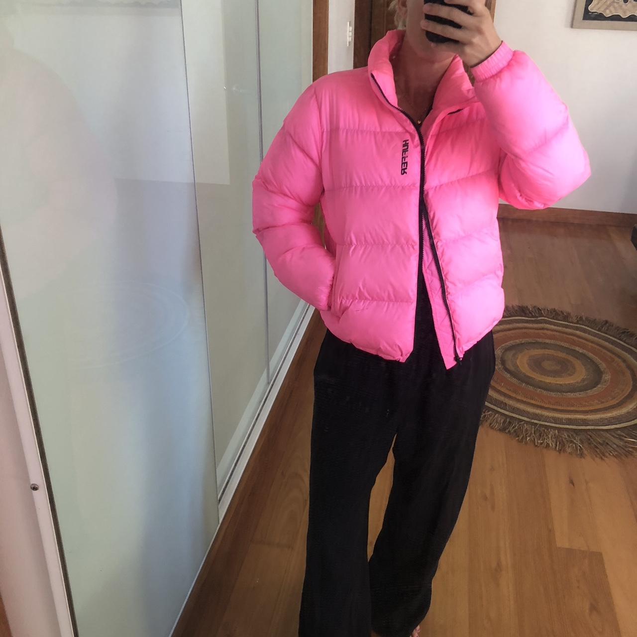 HUFFER Puffer jacket neon pink. Down filled. Super... - Depop