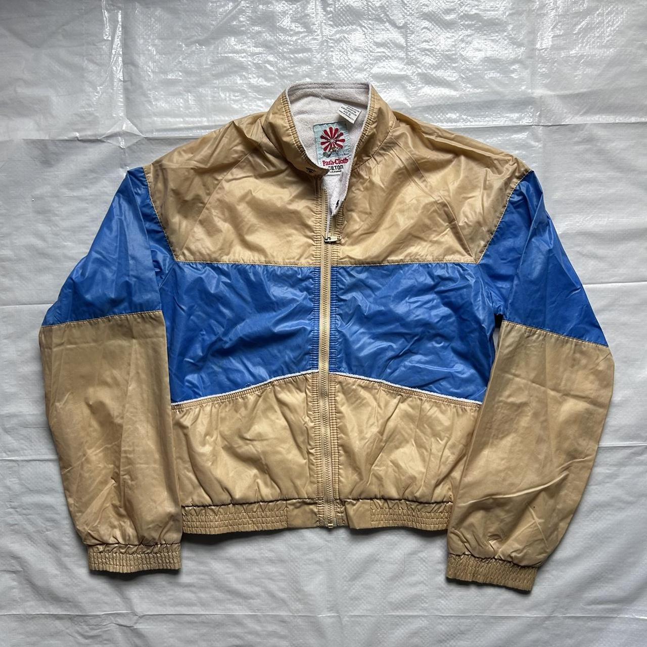 Vintage Para-Cloth tan & blue lightweight jacket - Depop