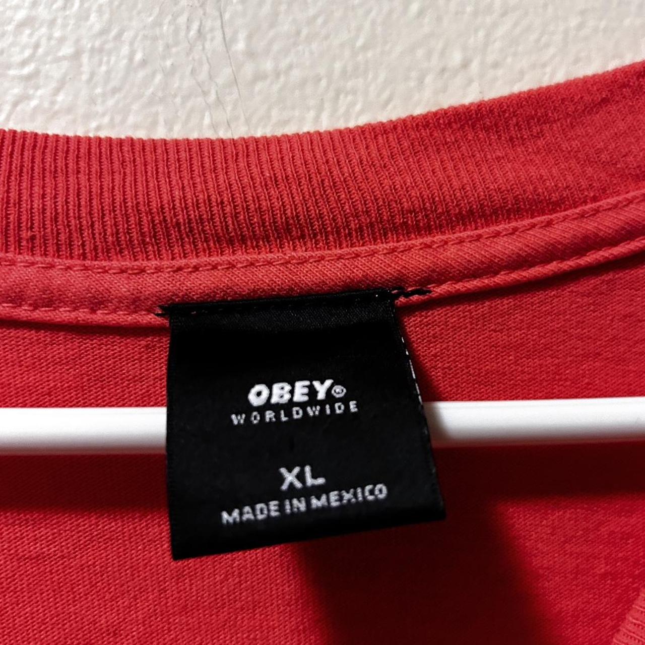 Red Obey long sleeve shirt #Obey - Depop