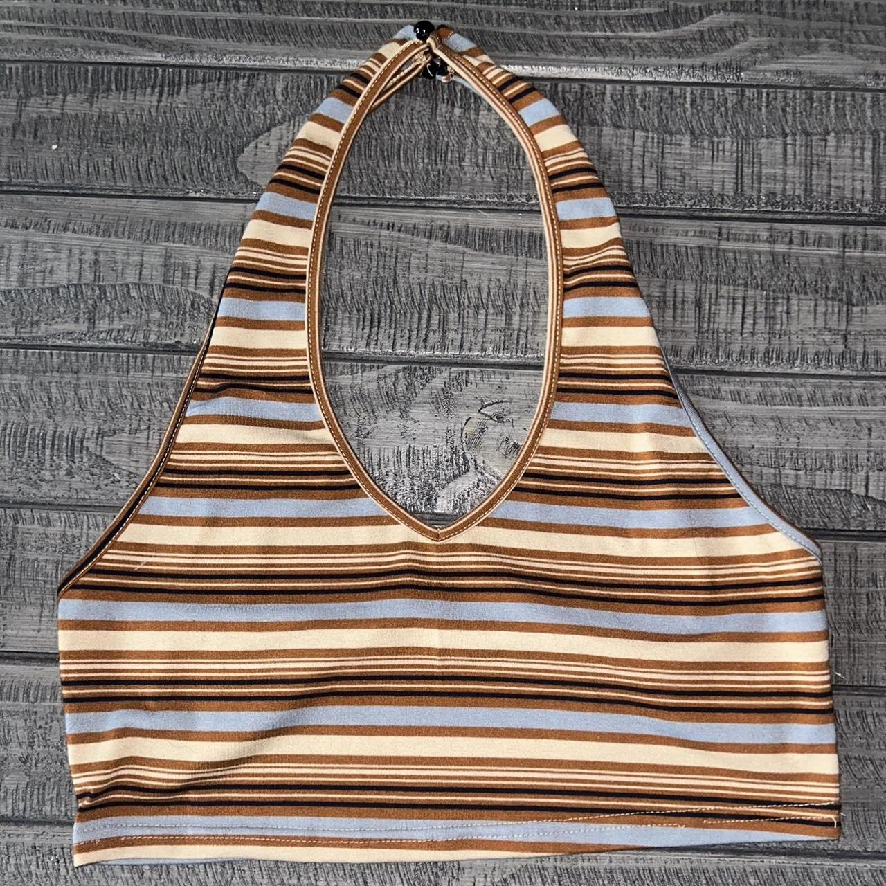 - Cute striped halter top‼️🫶🏻 - never worn‼️‼️ - size L... - Depop