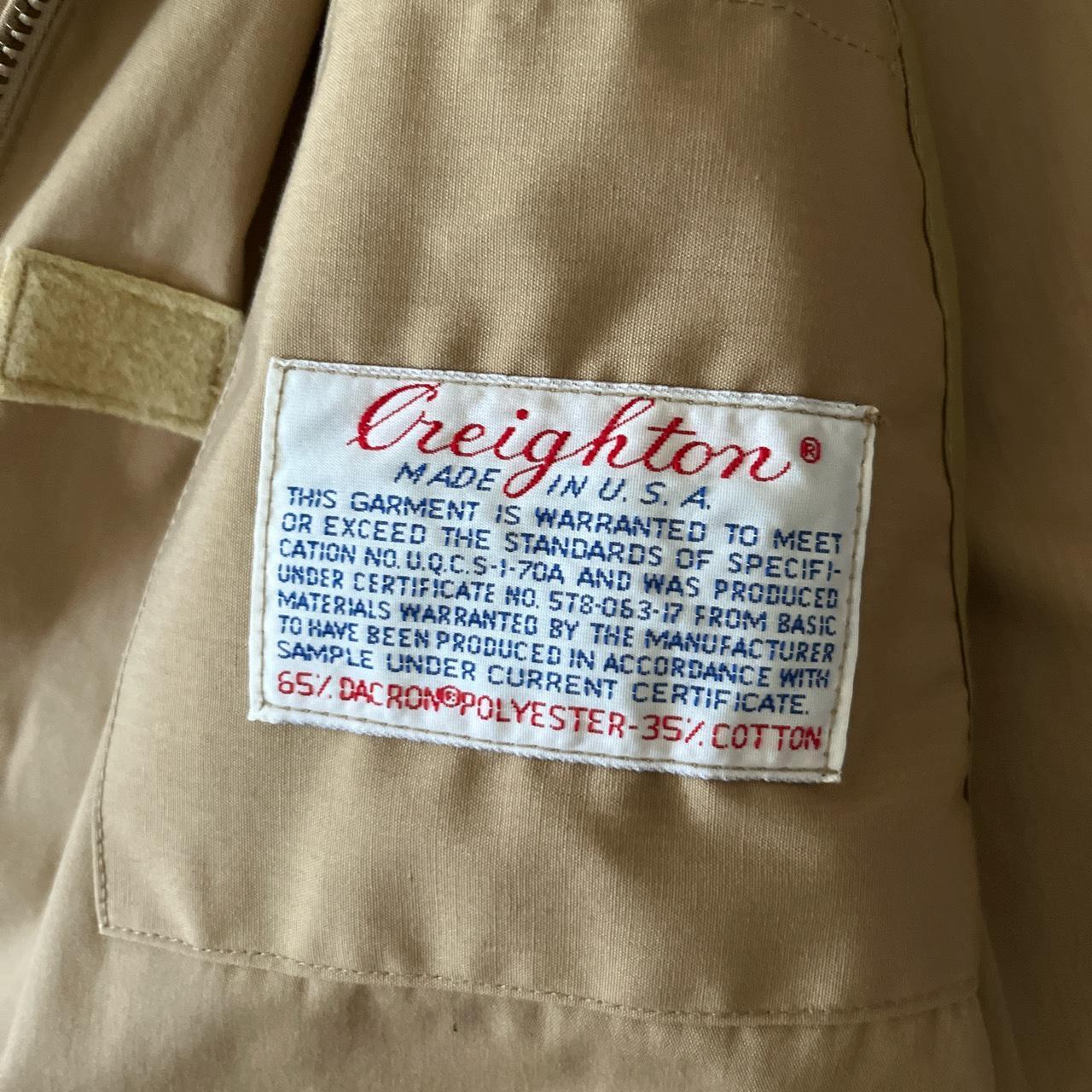 vintage 80s work jacket beige color, no size but... - Depop