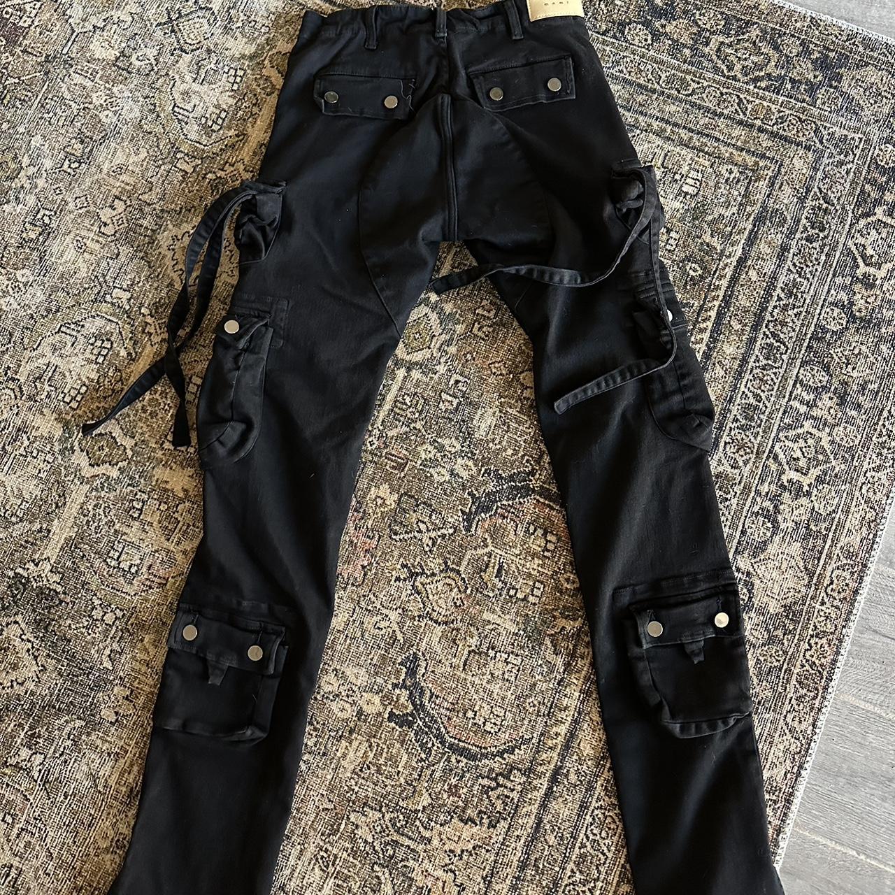 MNML black cargo denim. Contains spandex, so there... - Depop