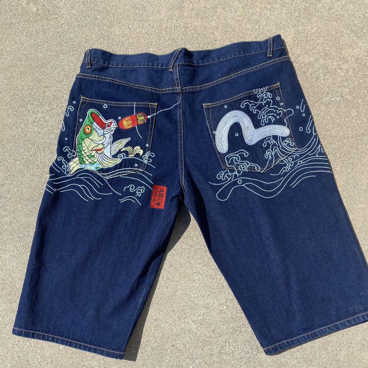 EVISU JORTS VINTAGE PAIR, beautiful baggy fit Msg... - Depop