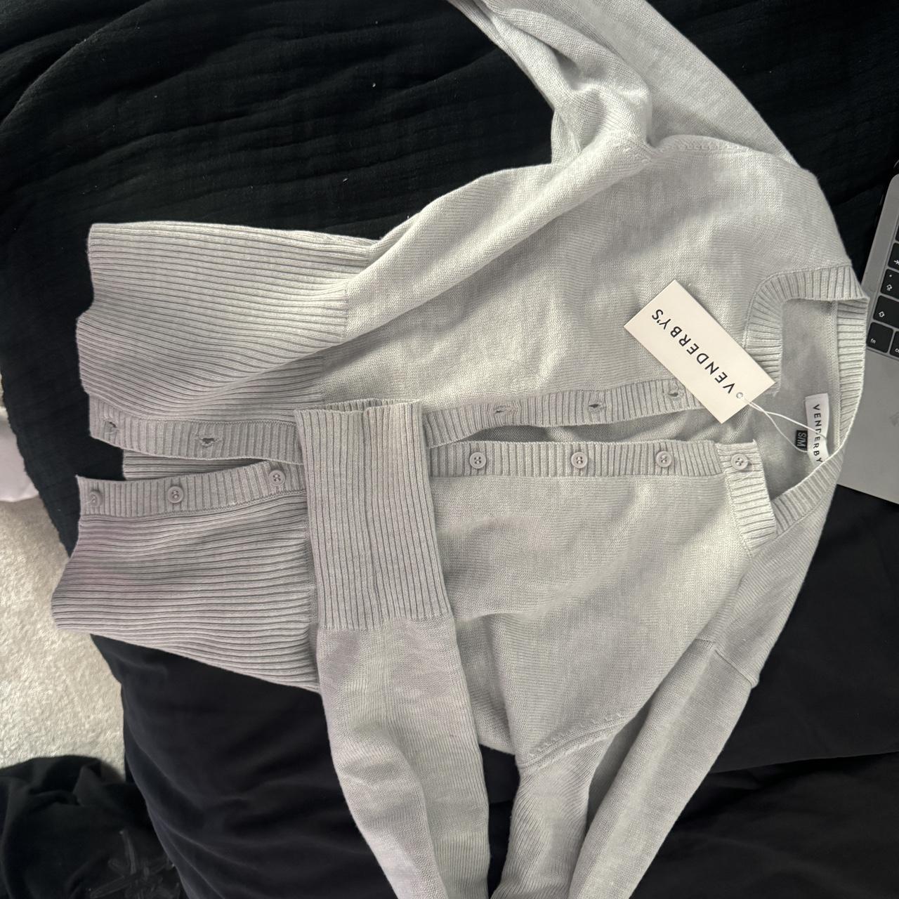 Venderbys knit cardigan in light grey S/M. Brand new... - Depop