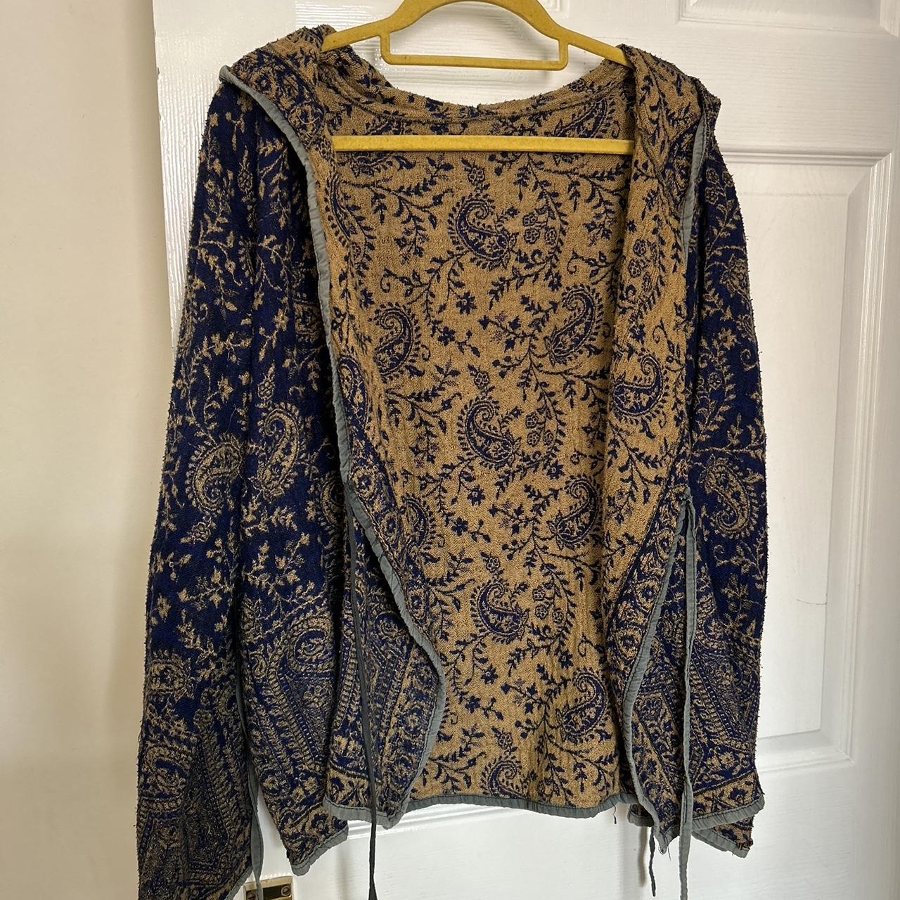 Stunning blue and yellow reversible cardigan with... - Depop