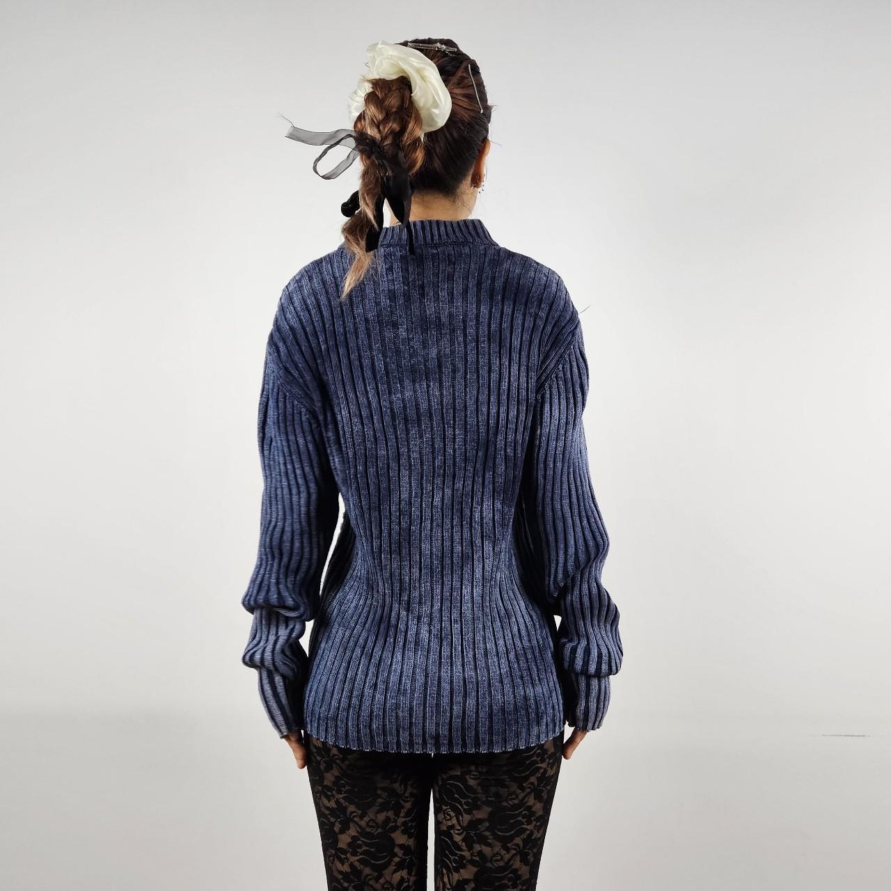 Perfect big ribbed zip up sweater Blue wash... - Depop