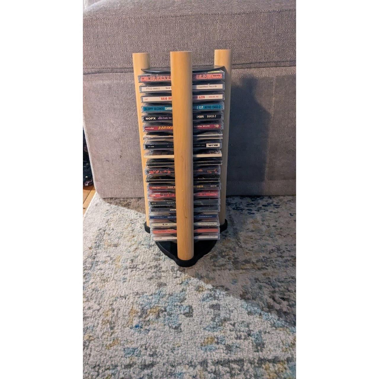 1990s Y2K CD tower / storage rack in wood and... - Depop